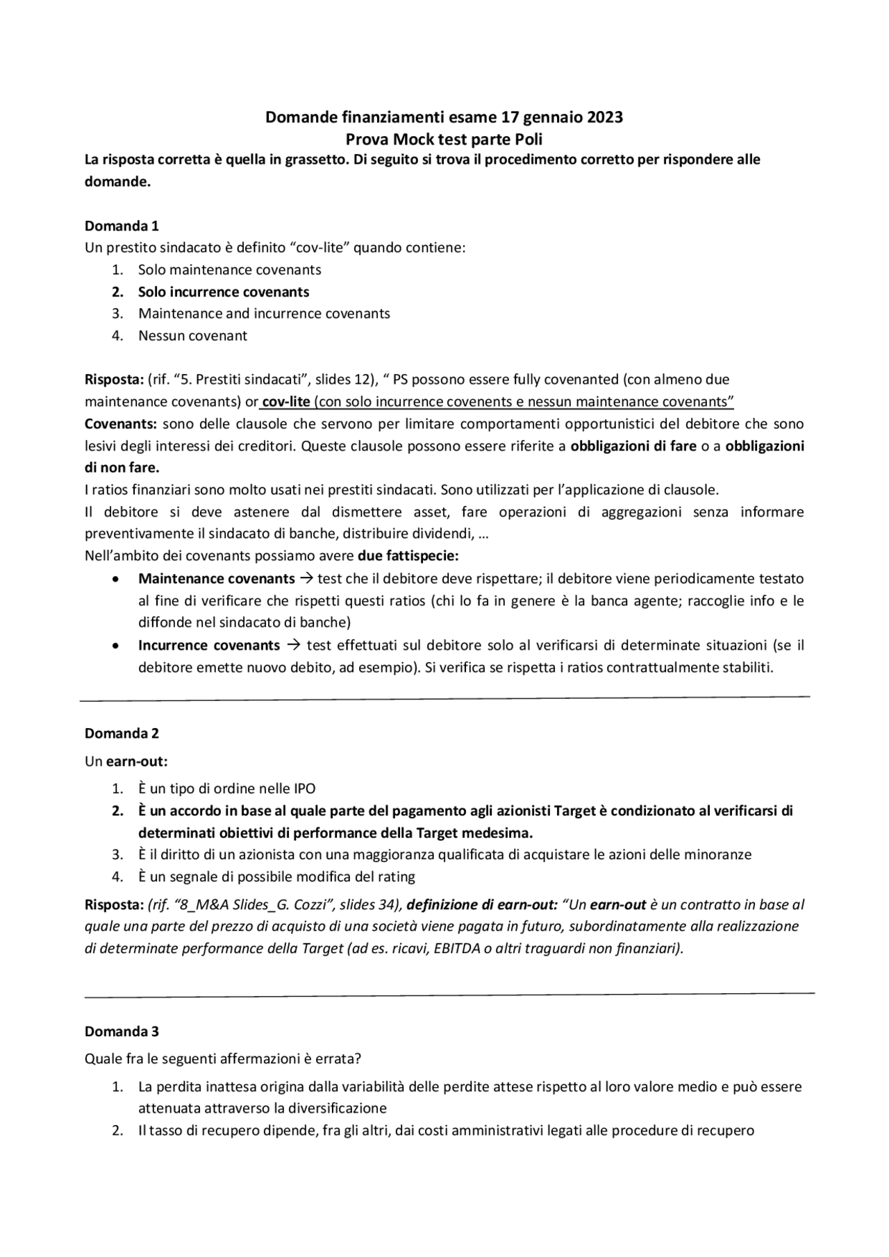 TEMI D'ESAME svolti esame FINANZIAMENTI D'IMPRESA 2023 | Prove d'esame ...