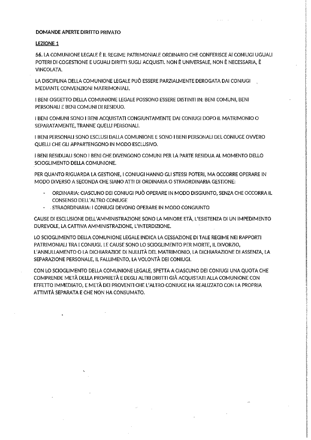 Domande Aperte Diritto Privato Todini P Prove Desame Di Diritto