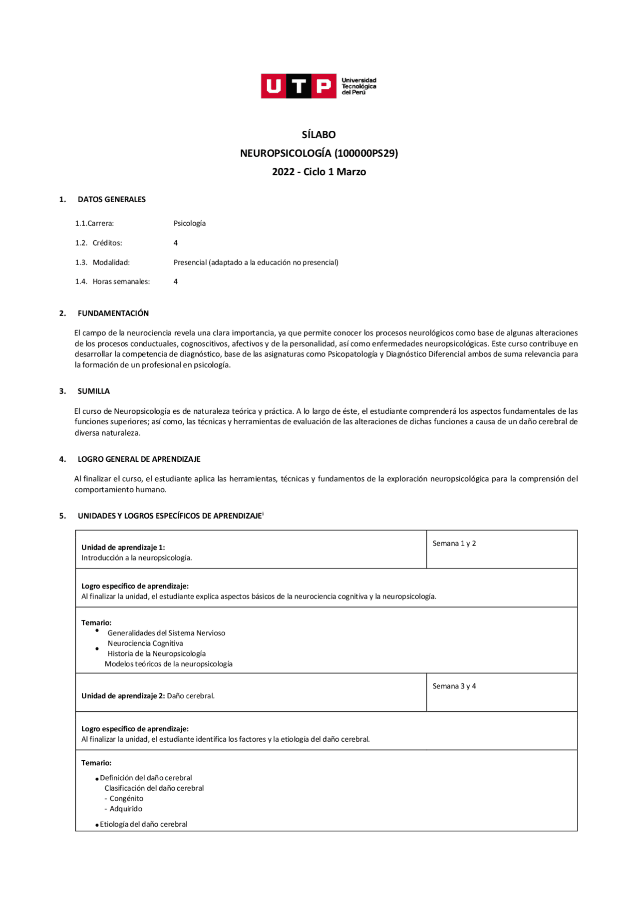 Silabo neuropsicología | Guías, Proyectos, Investigaciones de ...