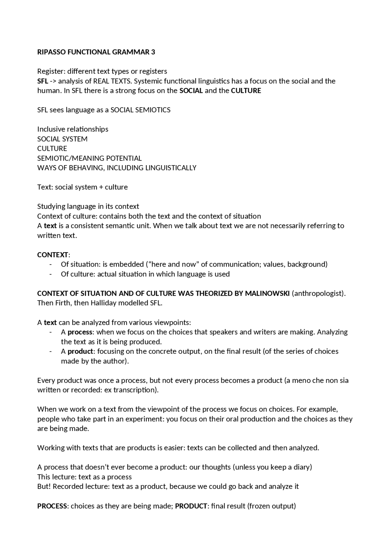 Functional Grammar 3 Sfl Appunti Di Linguistica Inglese Docsity