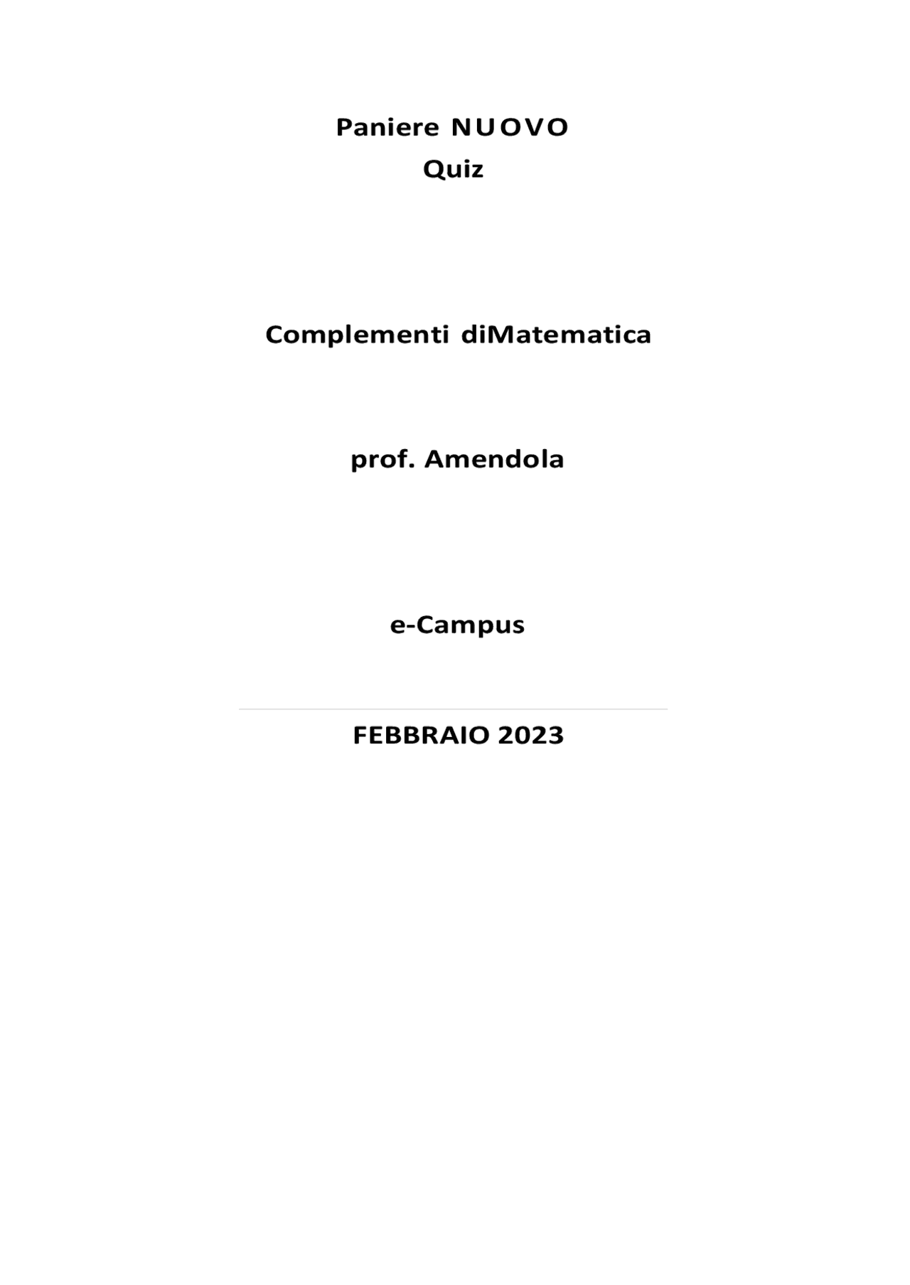 Paniere Nuovo Complementi di Matematica prof. Amendola QUIZ | Panieri di Complementi Di ...