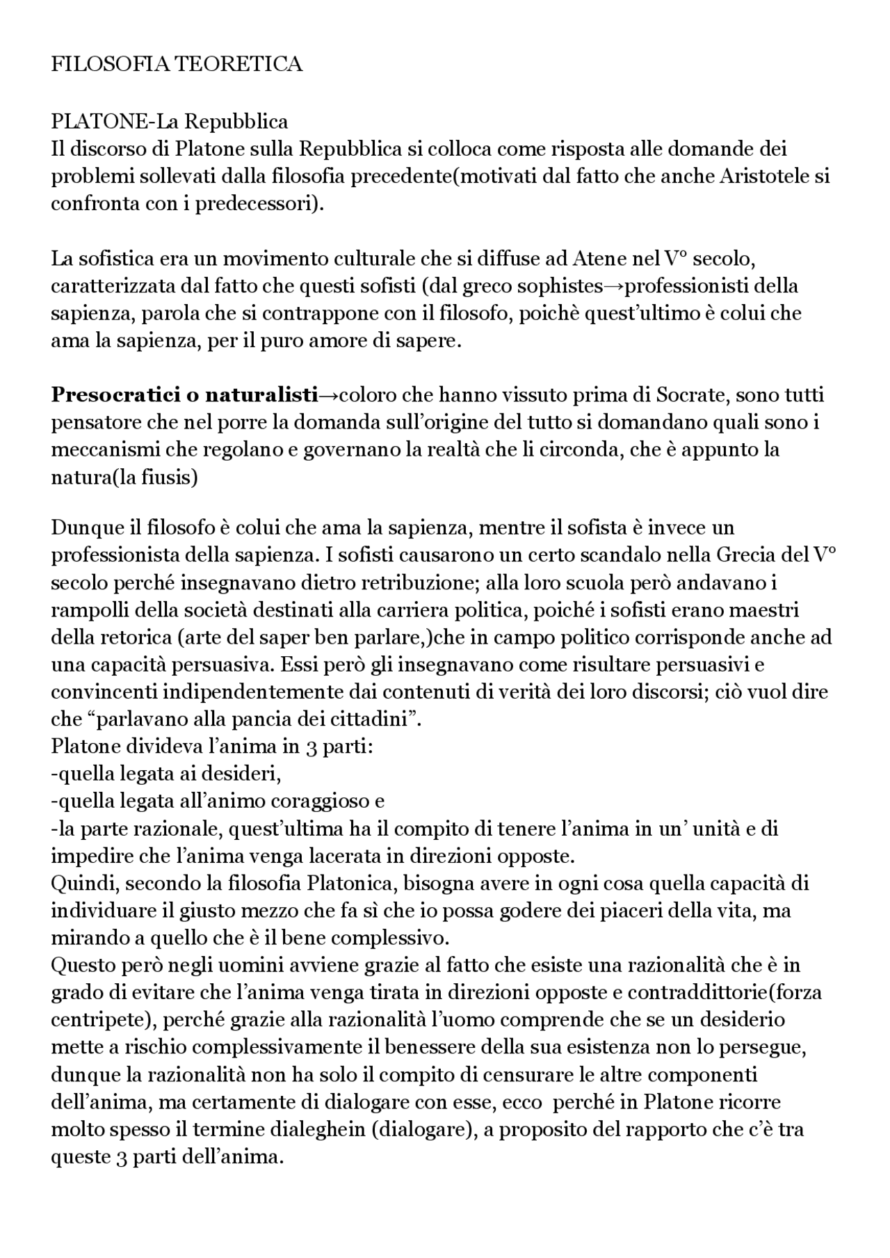 PLATONE ( filosofia teoretica,Chiara Agnello) | Appunti di Filosofia ...