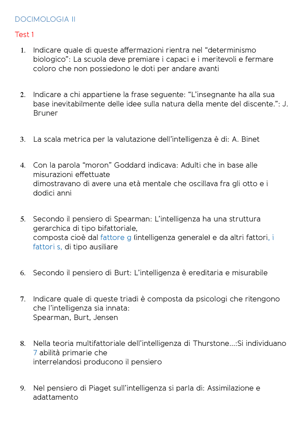 TEST DI DOCIMOLOGIA UNIPEGASO | Prove d'esame di Docimologia - metodi e ...