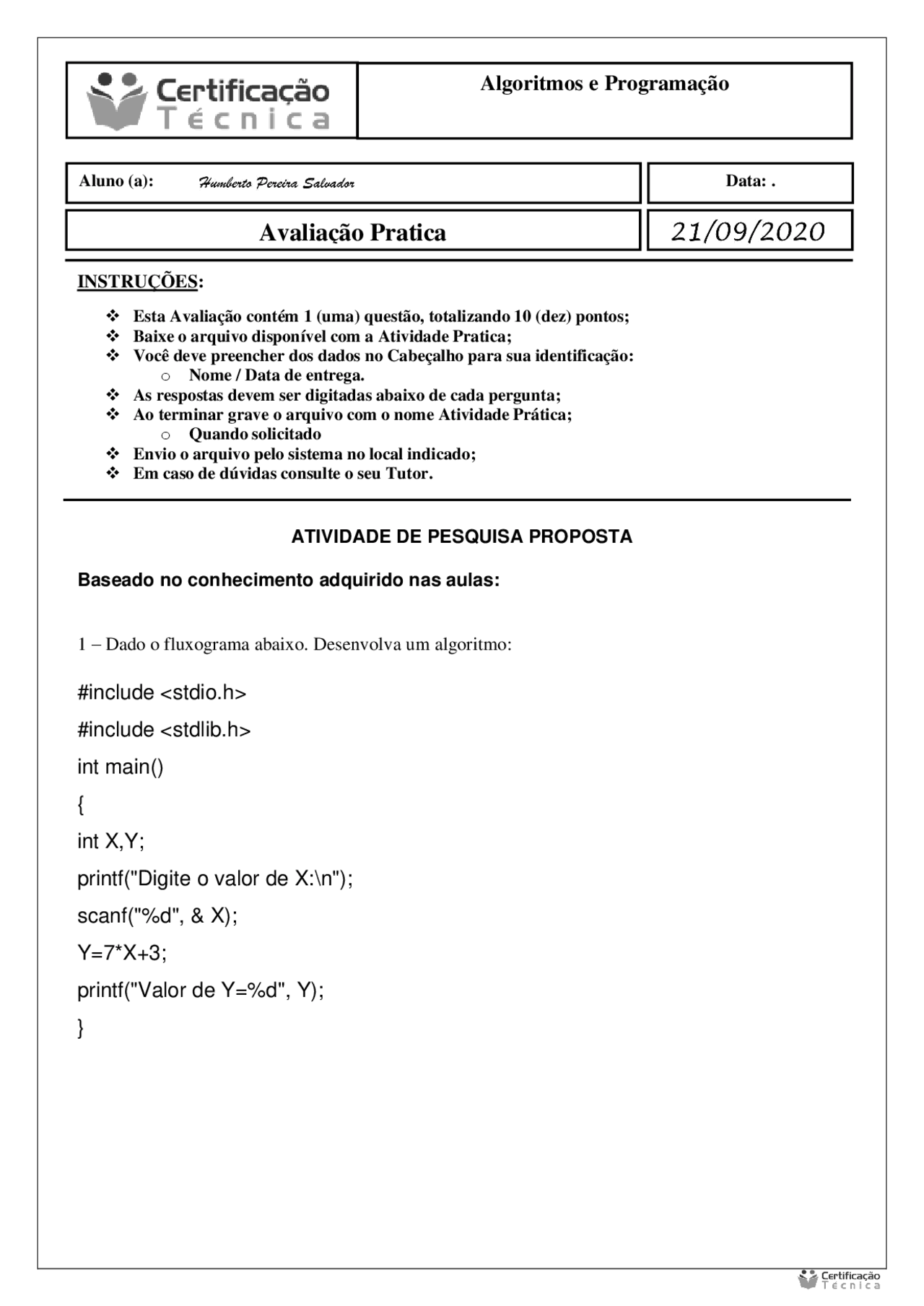 Algoritmos E Programação Provas Matérias Técnicas Docsity