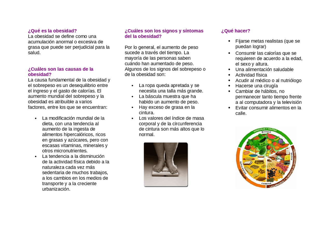 Tríptico Obesidad y prevención | Guías, Proyectos, Investigaciones de ... Tríptico Obesidad y prevención | Guías, Proyectos, Investigaciones de ...