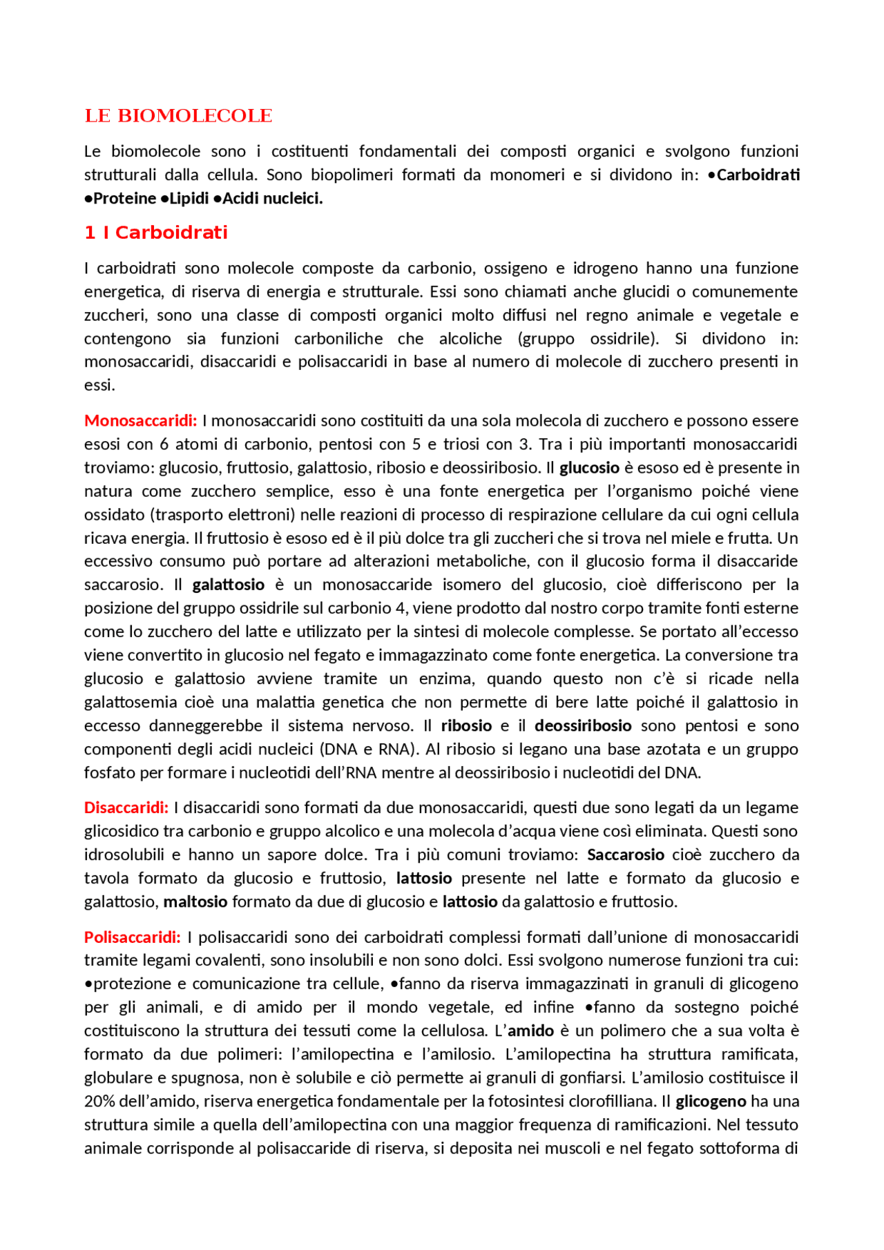 Le Biomolecole E Dna Dispense Di Biologia Docsity