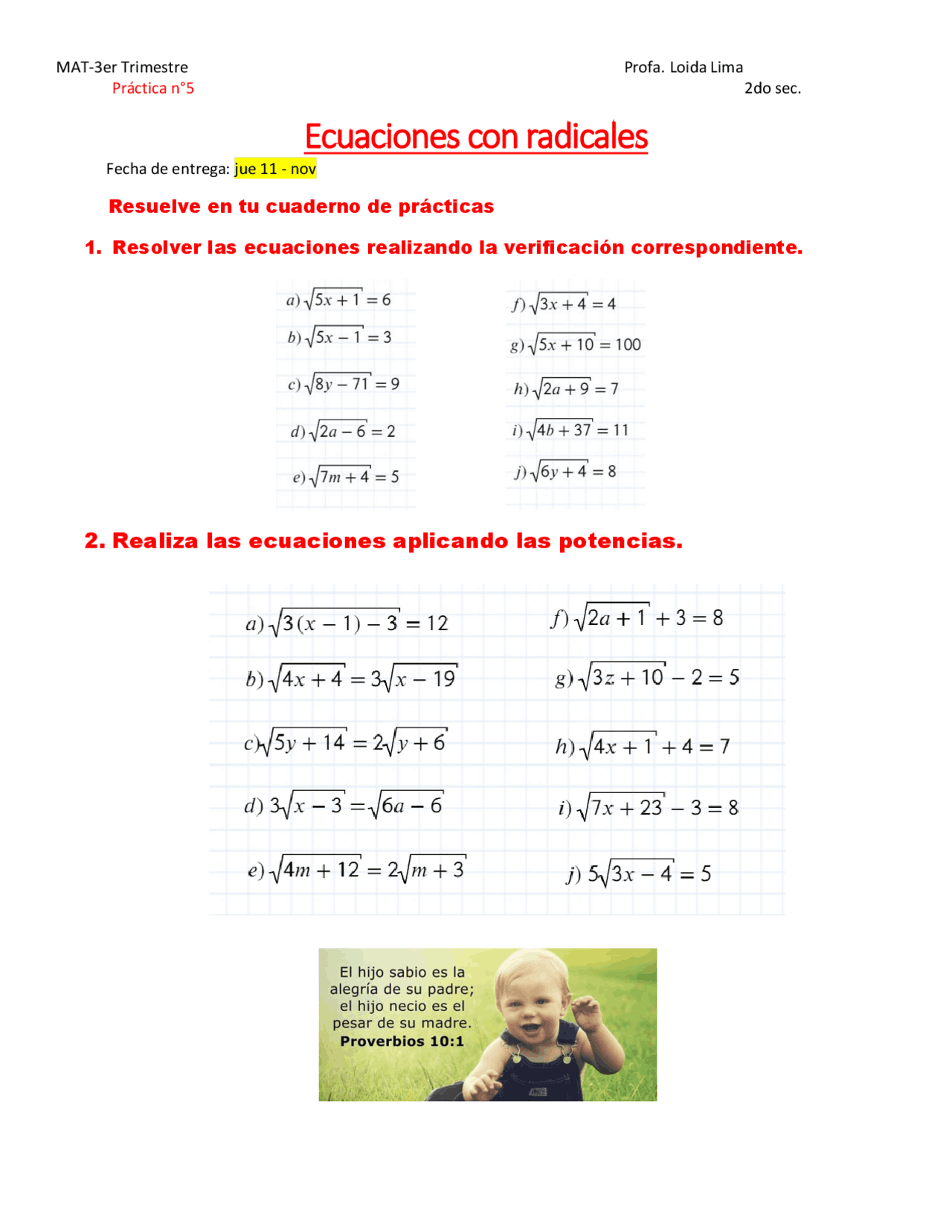 Hoja De Trabajo Para Resolver Ecuaciones Radicales Con Respuestas 20