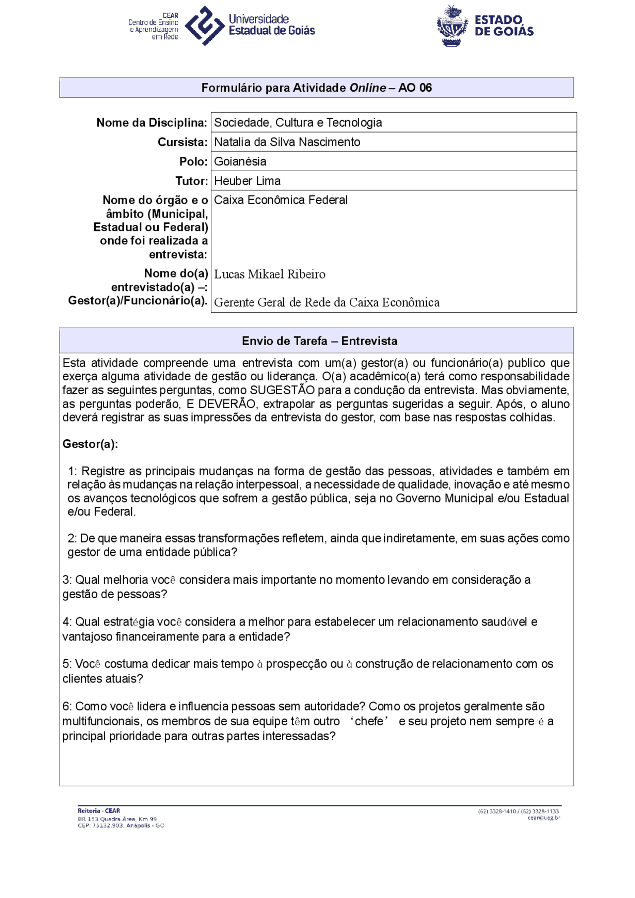 Entrevista Com Gestor Público Trabalhos Metodologia Docsity