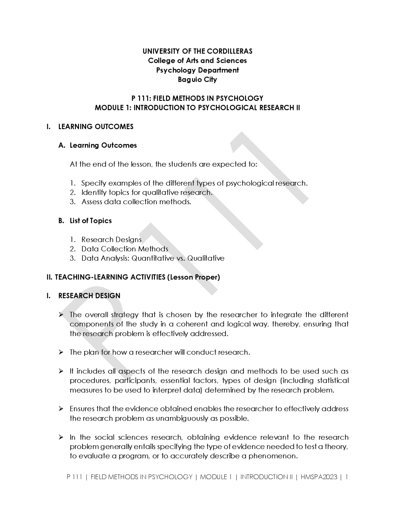 Introduction To Psychology Lecture Notes Psychology Docsity
