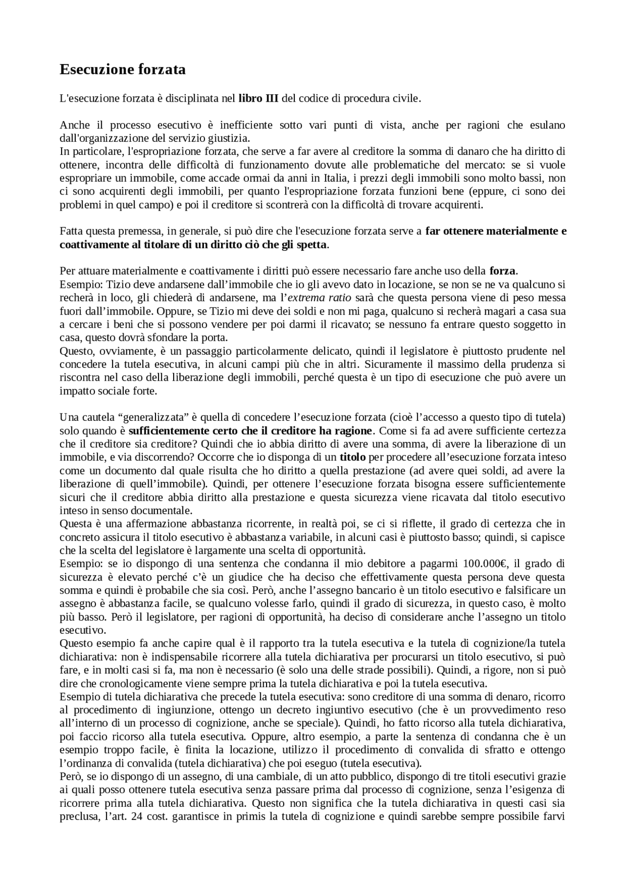 Lesecuzione Forzata Dispense Di Diritto Processuale Civile Docsity