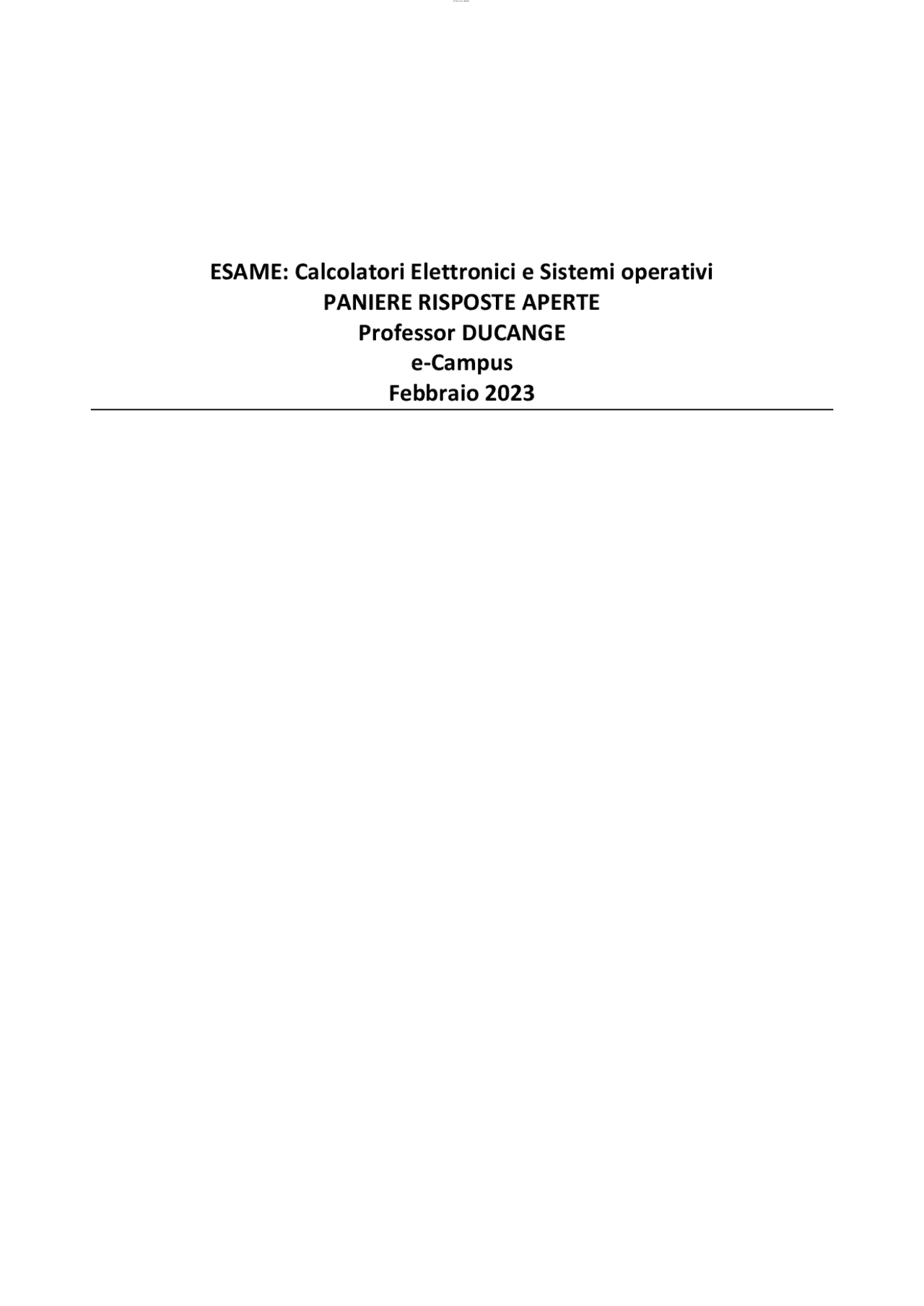 Calcolatori Elettronici E Sistemi Operativi Prof Ducange Panieri Di