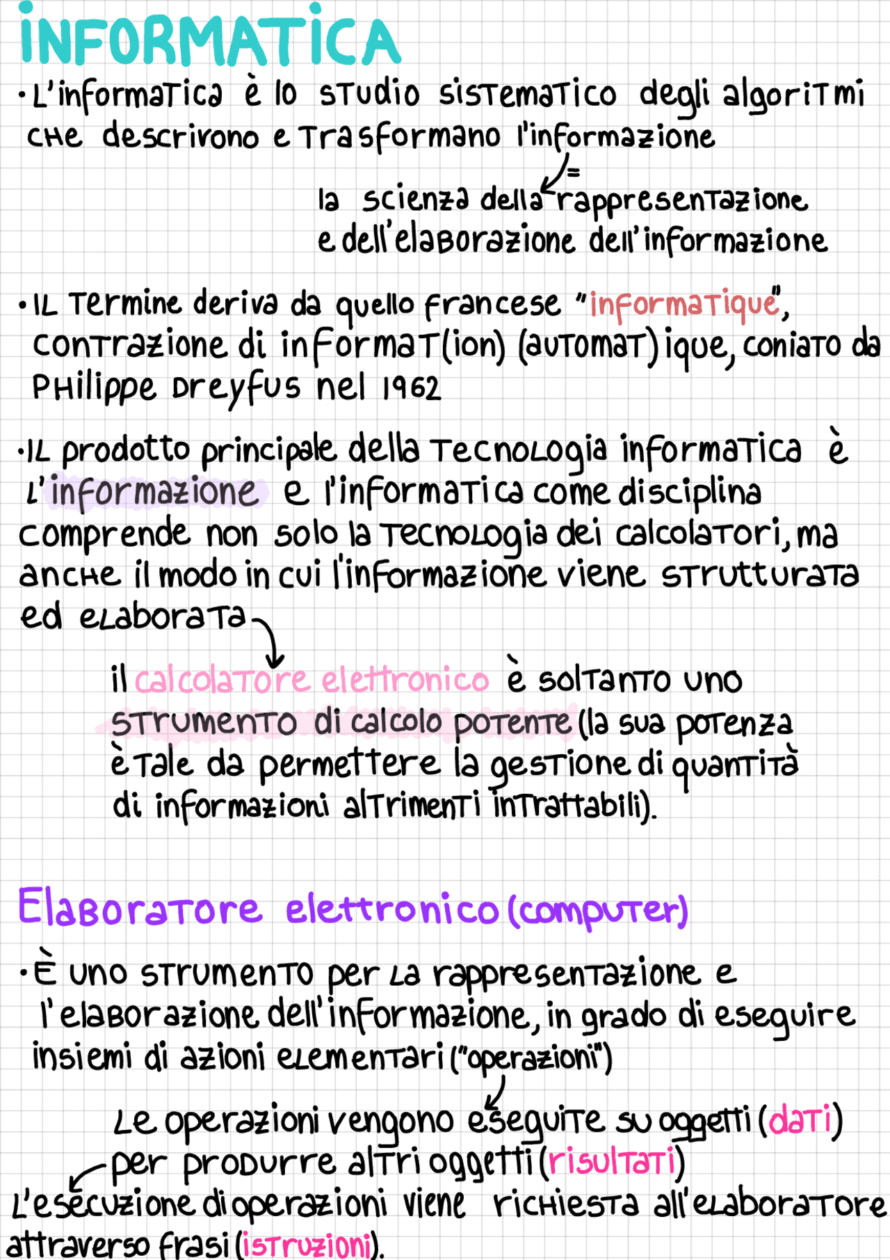 Riassunti della teoria di informatica | Sbobinature di Elementi di Informatica | Docsity