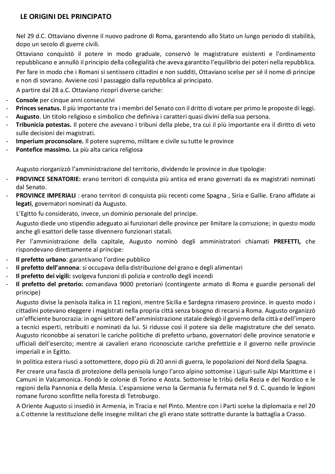 Riassunto Il Principato Di Augusto Appunti Di Storia Docsity