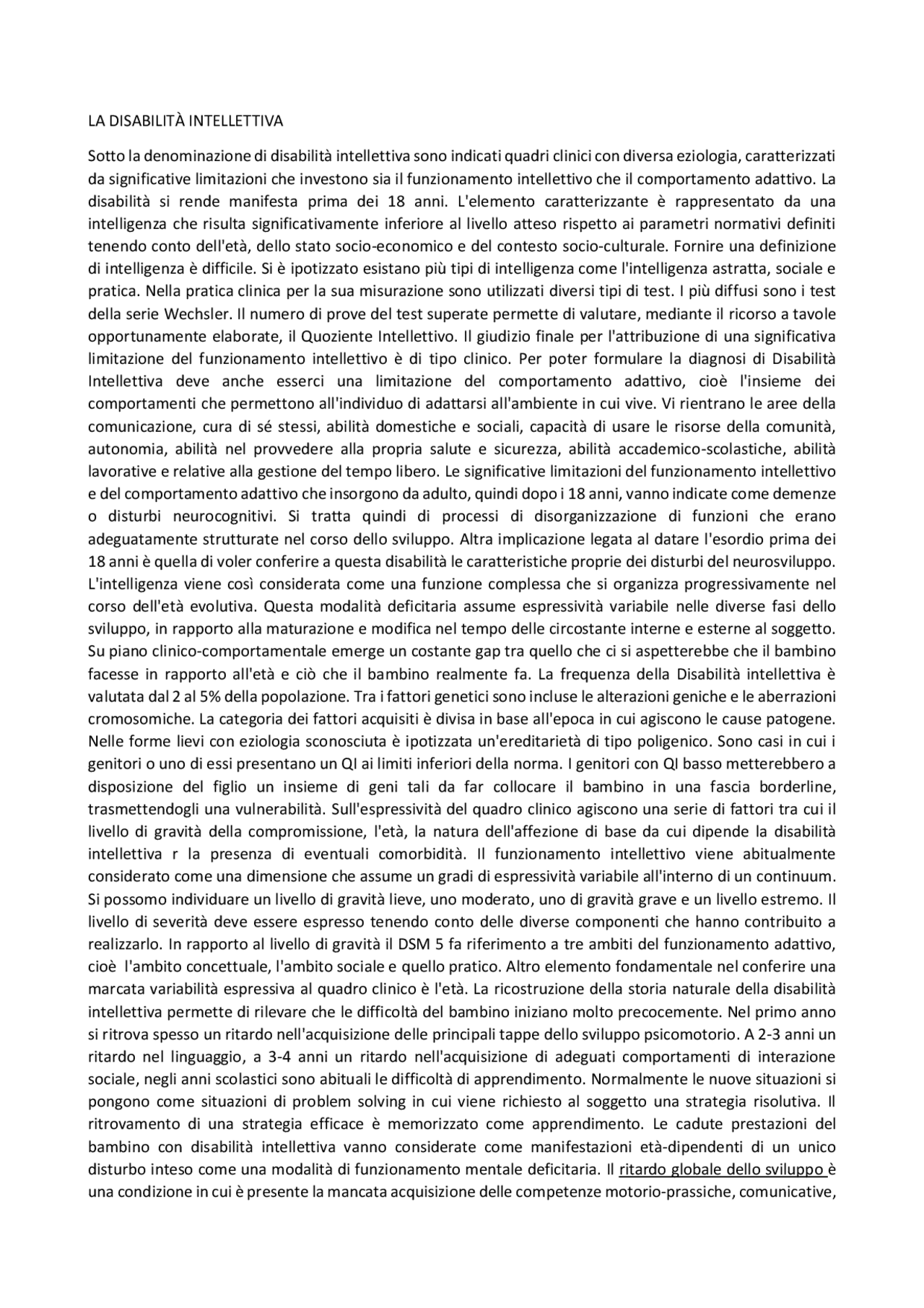 Disabilità Intellettiva Appunti Di Neuropsichiatria Infantile Docsity