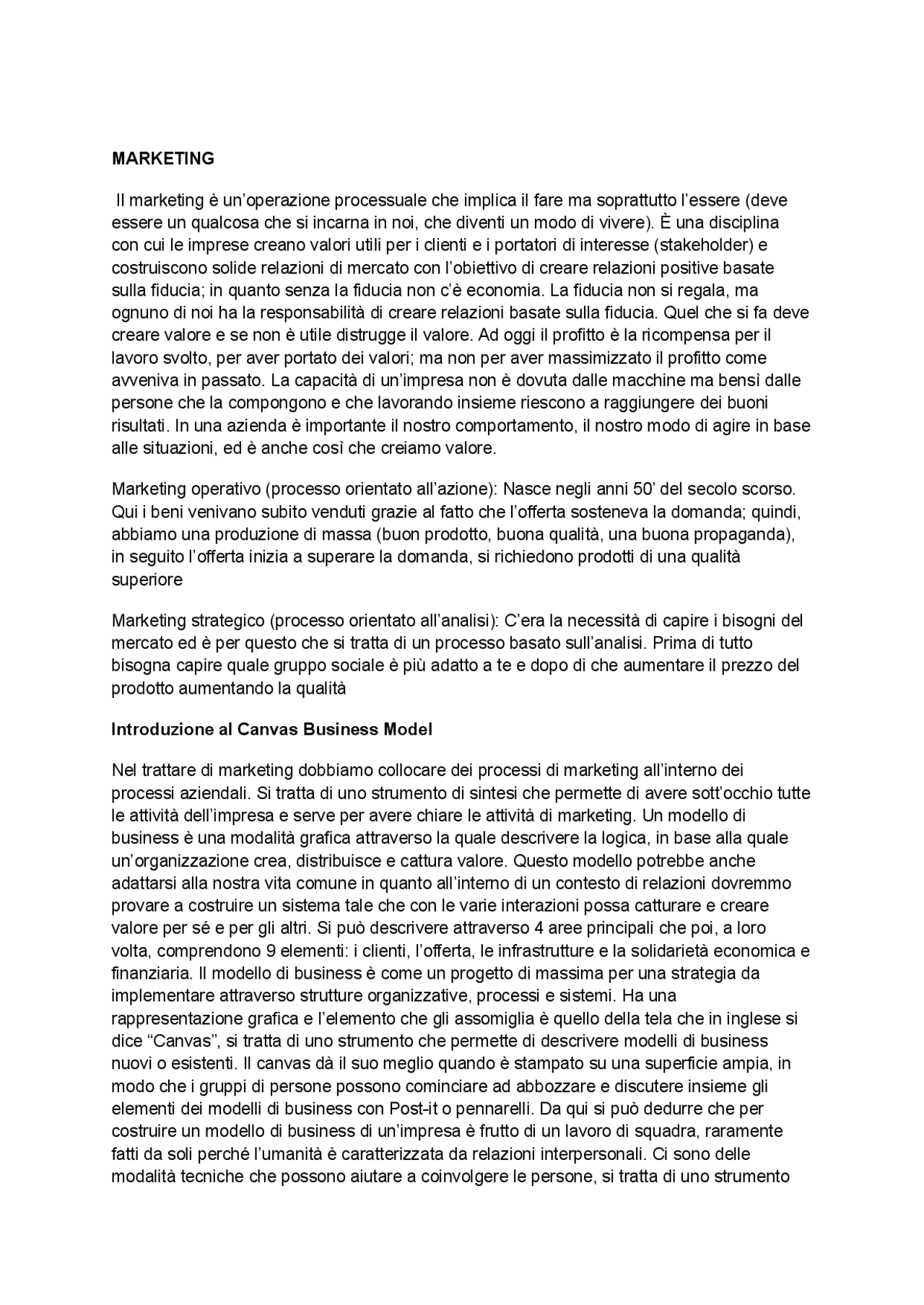 Le basi del marketing | Dispense di Marketing | Docsity