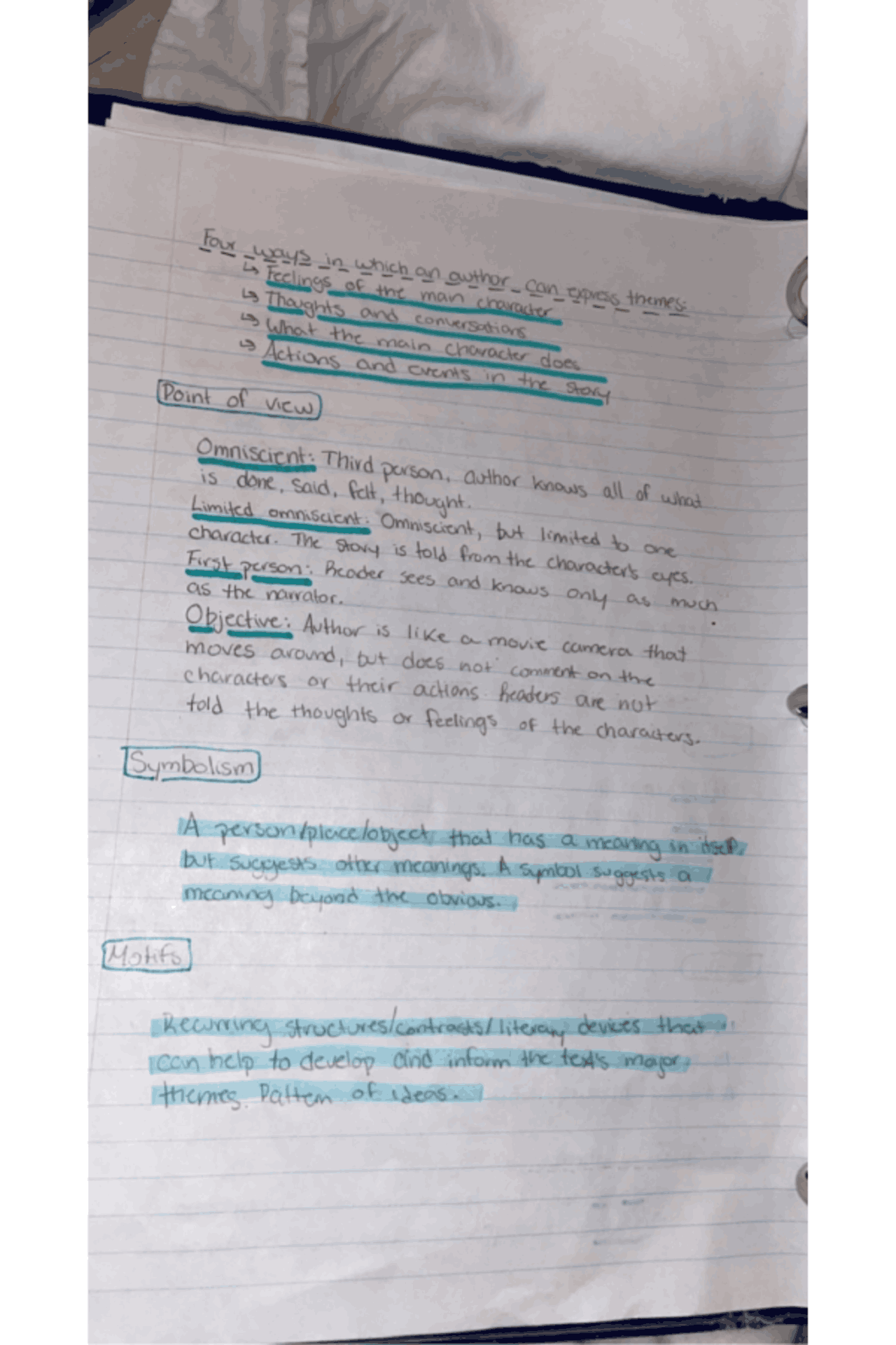 Elements of Fiction notes | Study notes English | Docsity