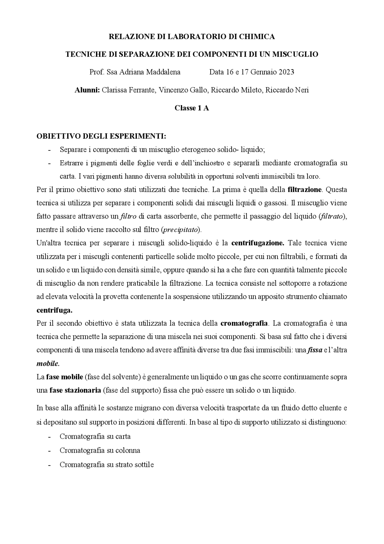 Tecniche Di Separazione Dei Miscugli Guide Progetti E Ricerche Di