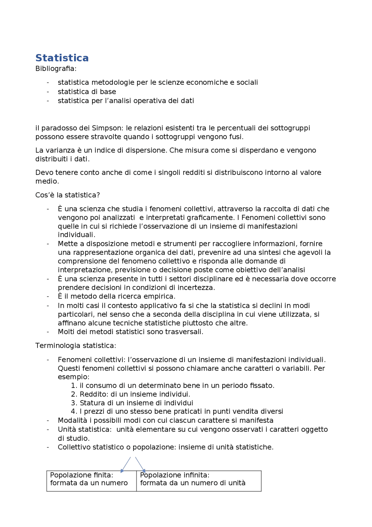 Statistica Descrittiva Schemi E Mappe Concettuali Di Statistica Docsity