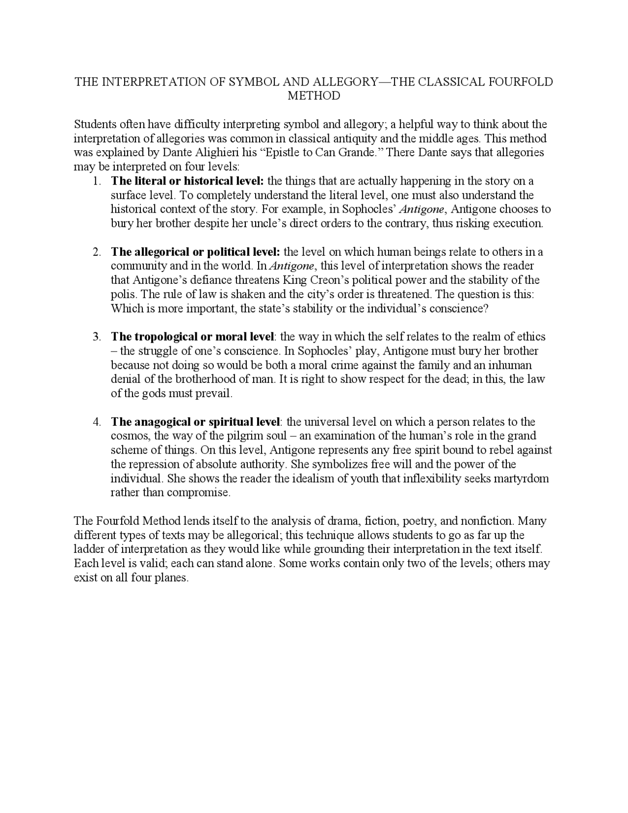 About the four fold mehod | Schemes and Mind Maps Philosophy | Docsity