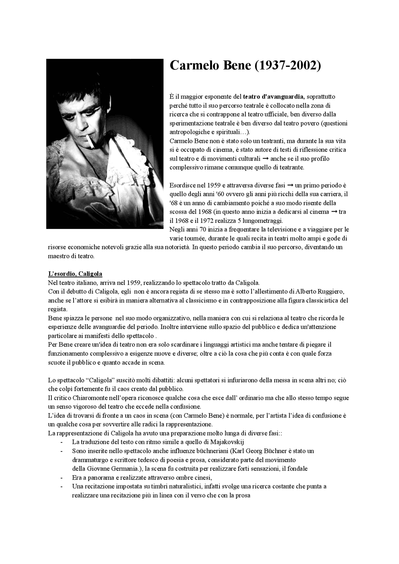 Carmelo Bene biografia | Sbobinature di Storia del Teatro e dello ...
