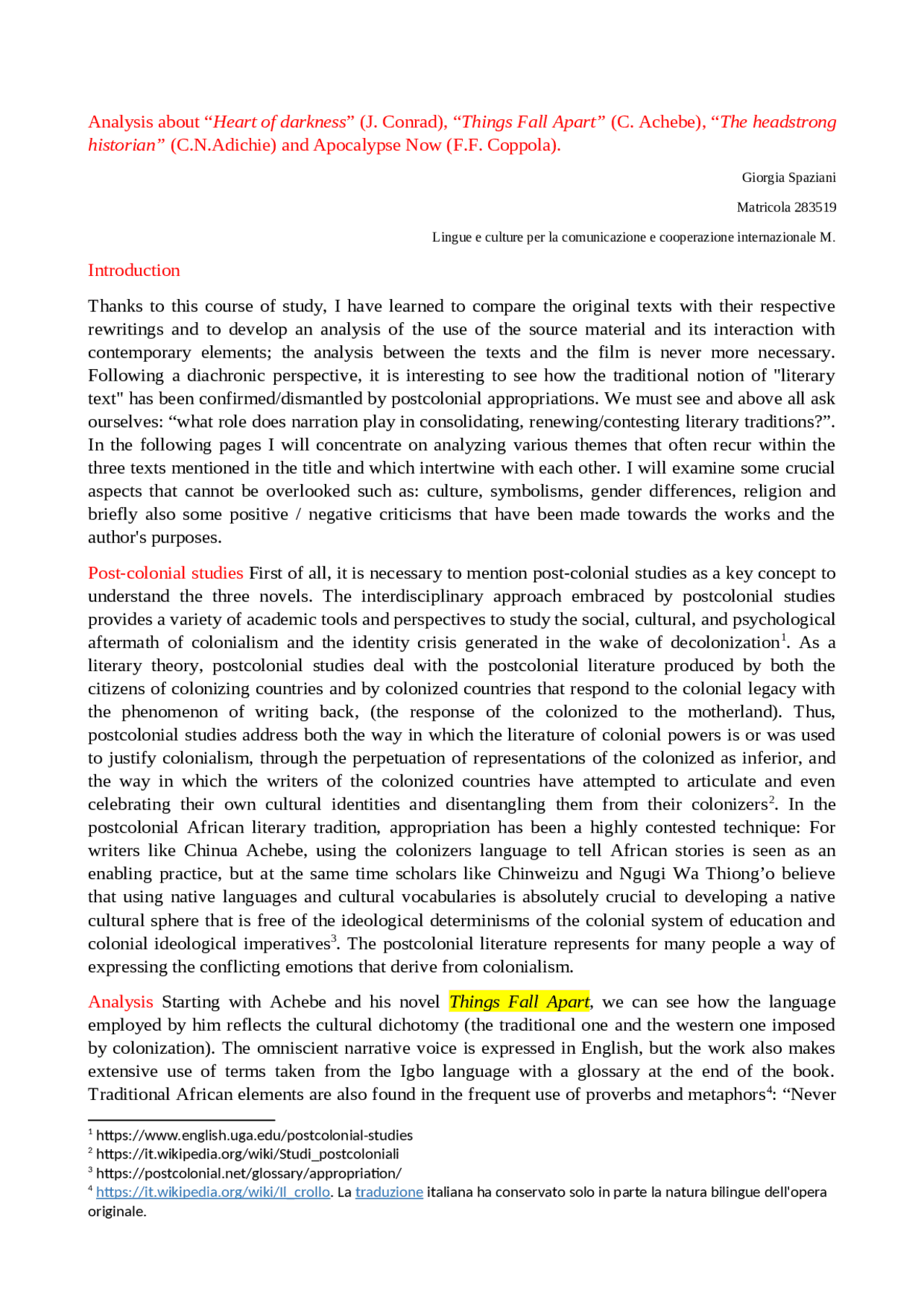 Tesina letteratura inglese: heart of darkness, the headstrong historian ...