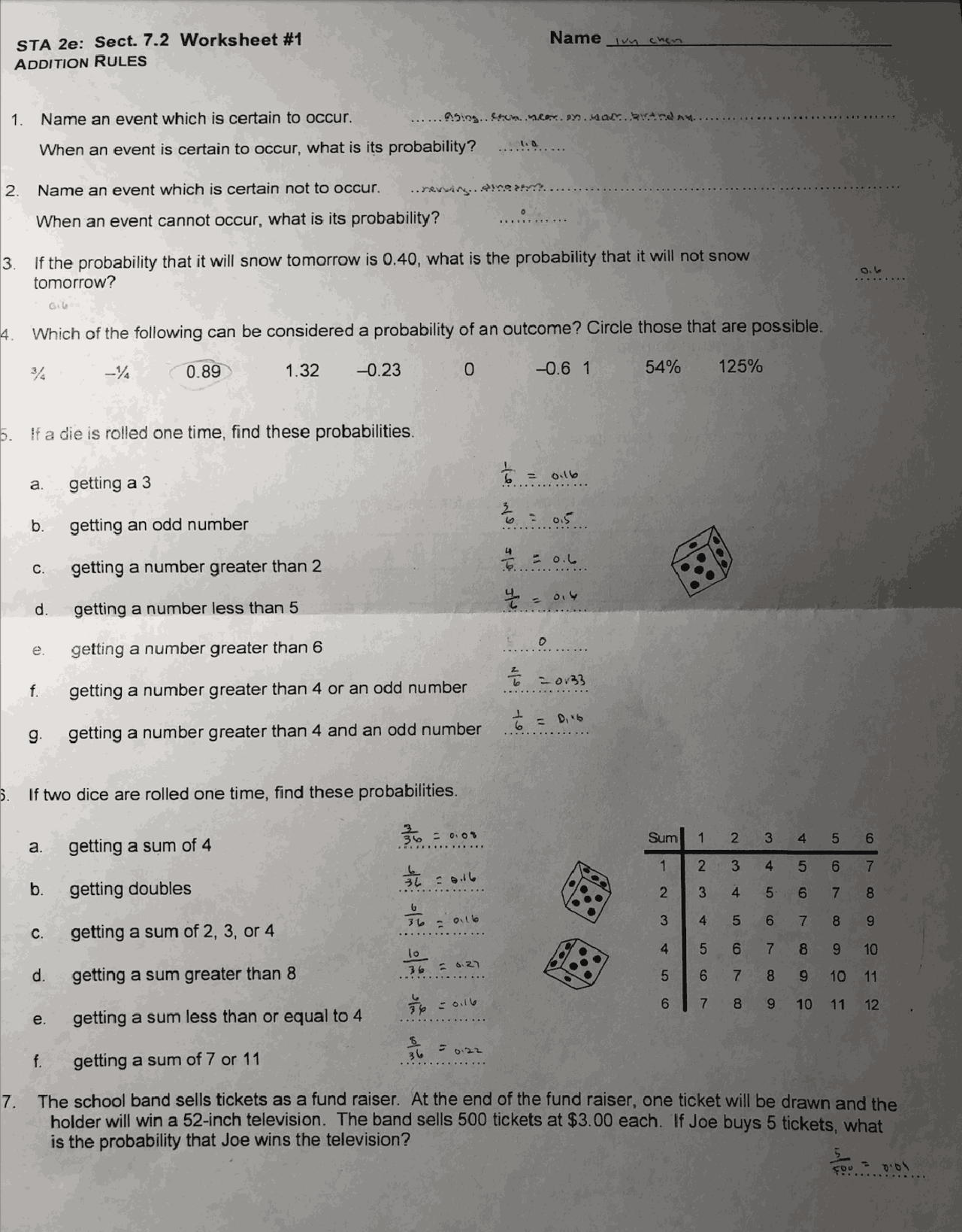 Sect. 7.2 Worksheet #2 | Assignments Mathematics | Docsity