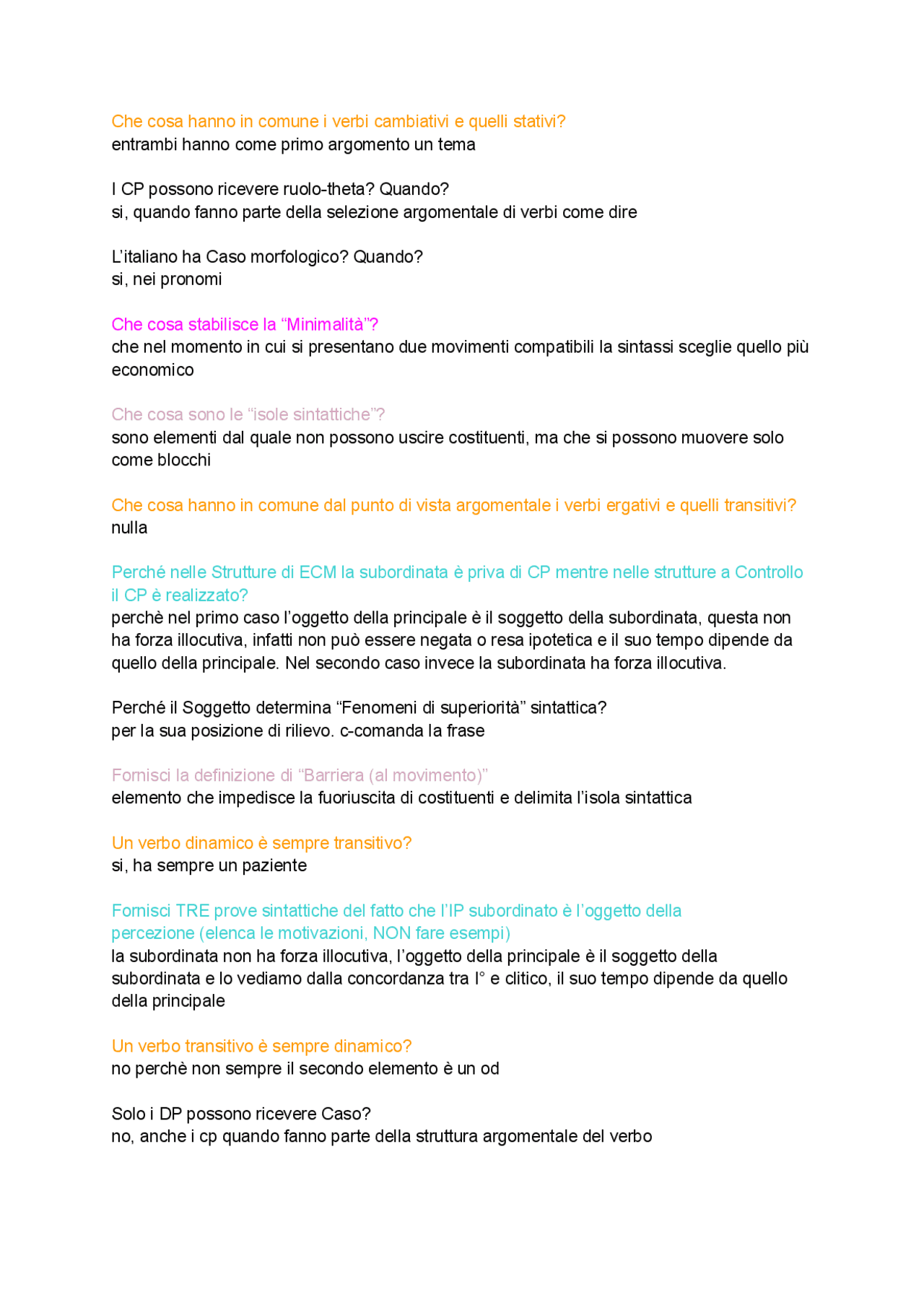Domande Teoriche Ld2 Esercizi Di Linguistica Generale Docsity