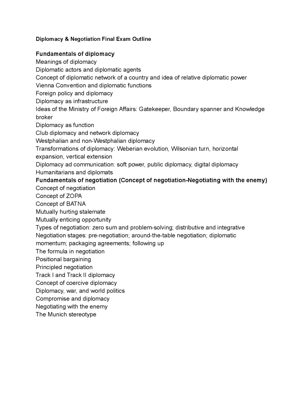 Diplomacy and Negotiation Full Course Notes | Dispense di Diplomazia ...