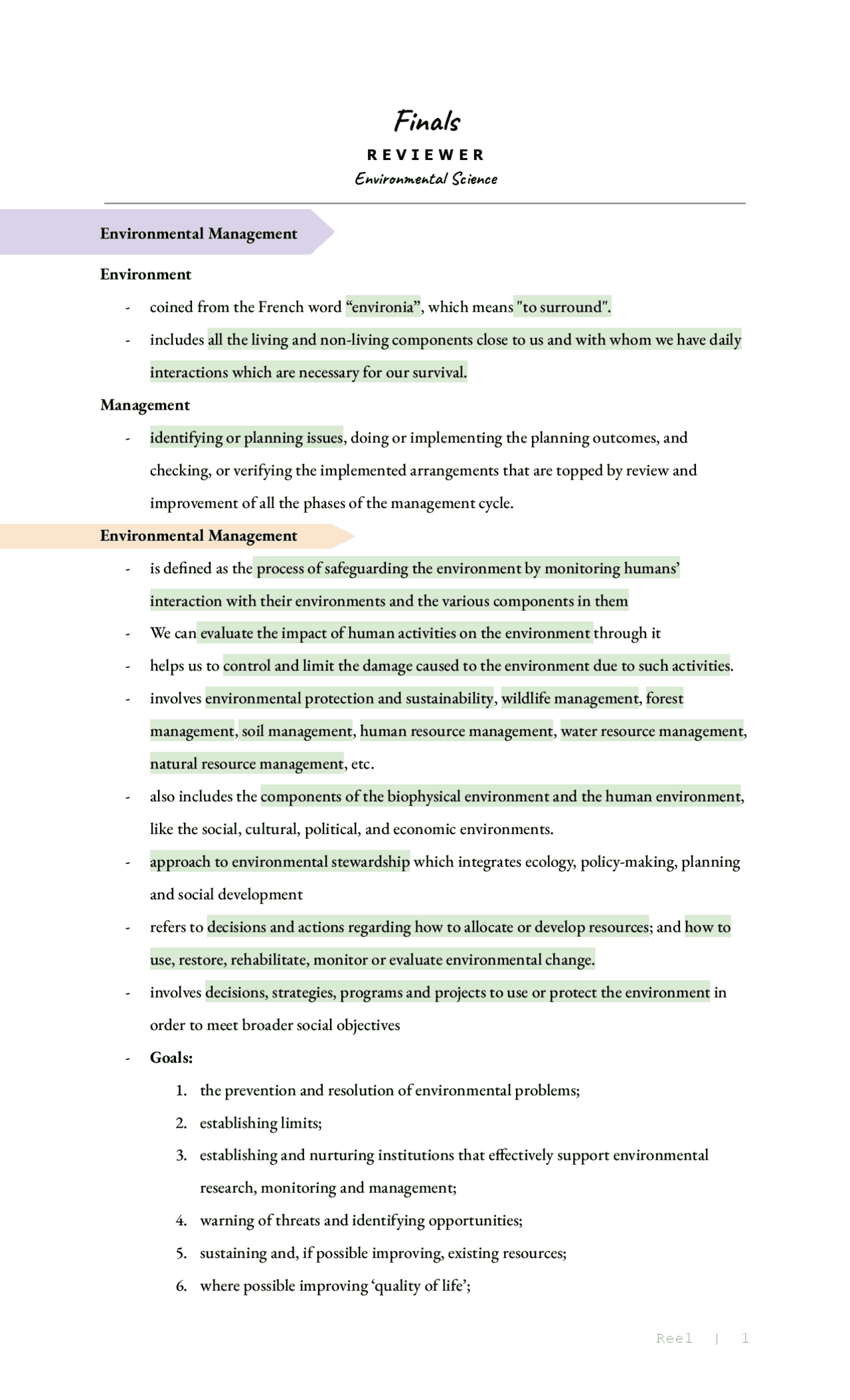 Reviewer for Finals in Environmental Science | Study notes ...