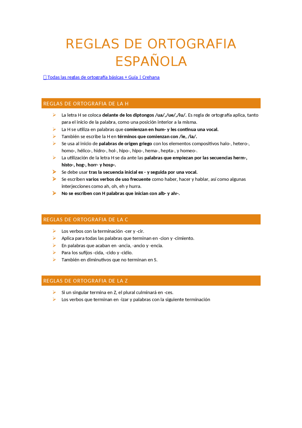 Reglas basicas de la ortografia española | Ejercicios de Tecnologías de ...