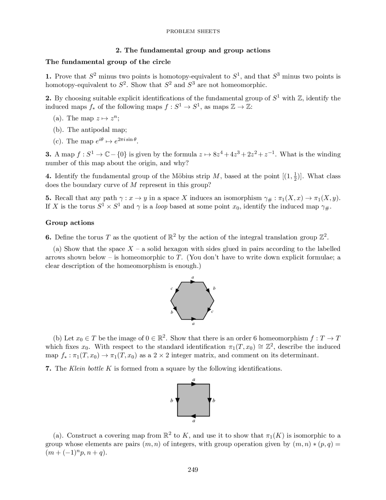 Problem Sheet In Algebraic Topology Exercises Topology Docsity