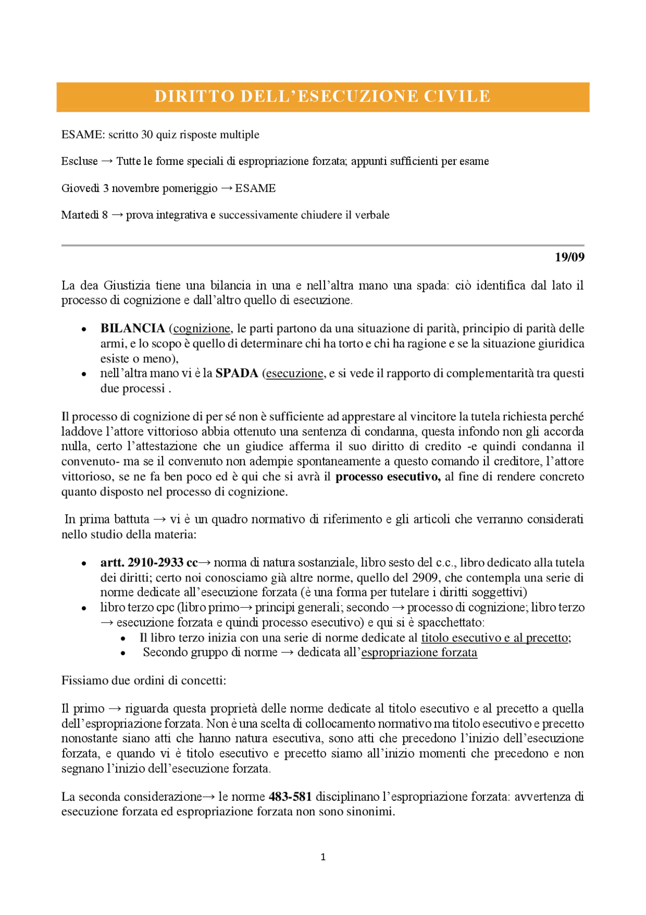 Appunti Diritto dell'esecuzione civile a.a. 2022/2023 | Appunti di Diritto | Docsity