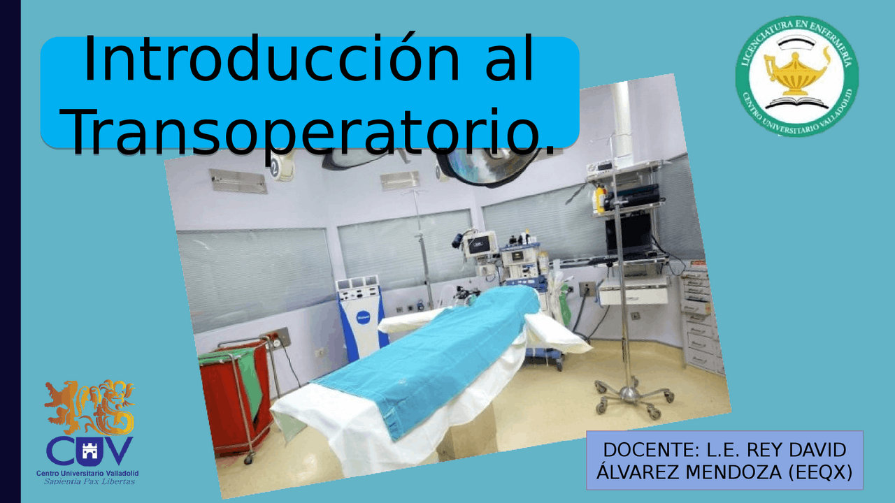 INTRODUCCION EN EL TRANSOPERATORIO | Diapositivas de Enfermería Clínica ...