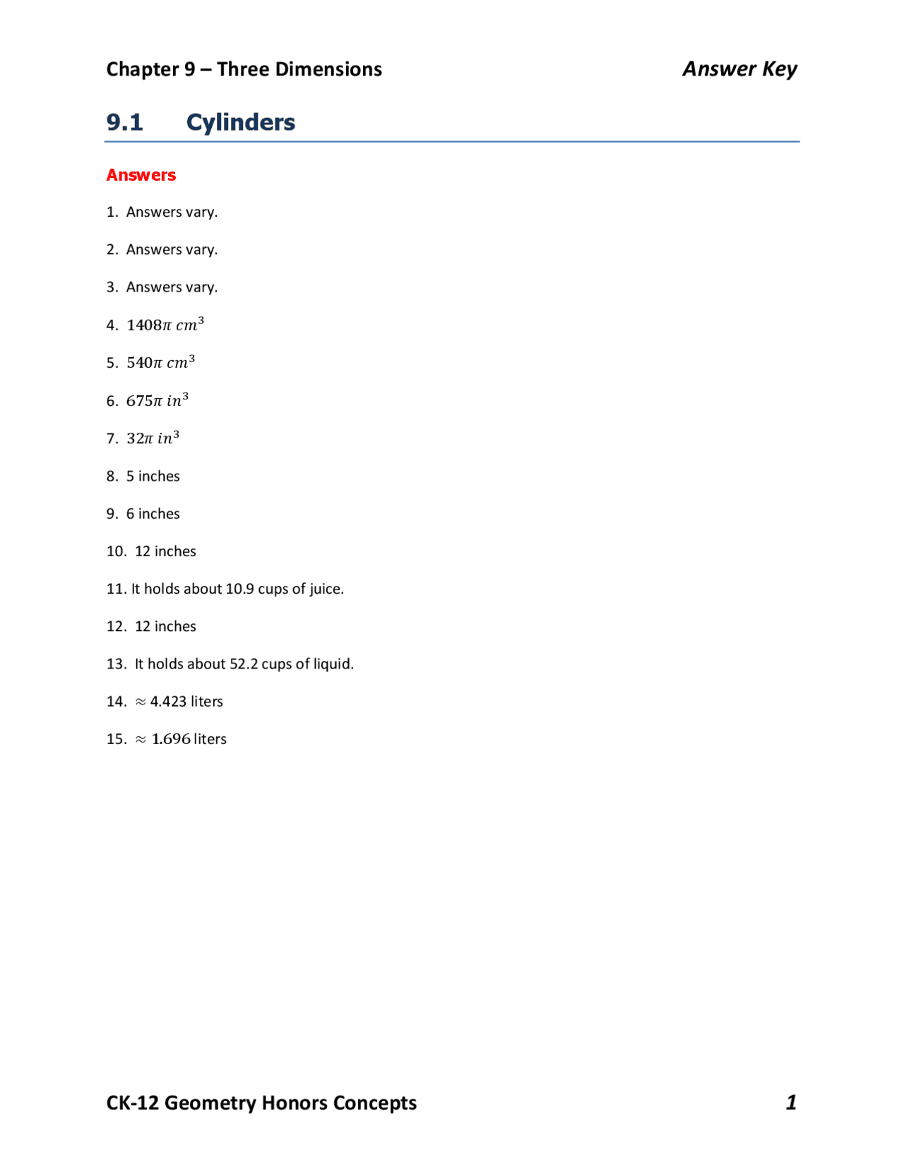 geometry_honors answer key | Assignments Mathematics | Docsity
