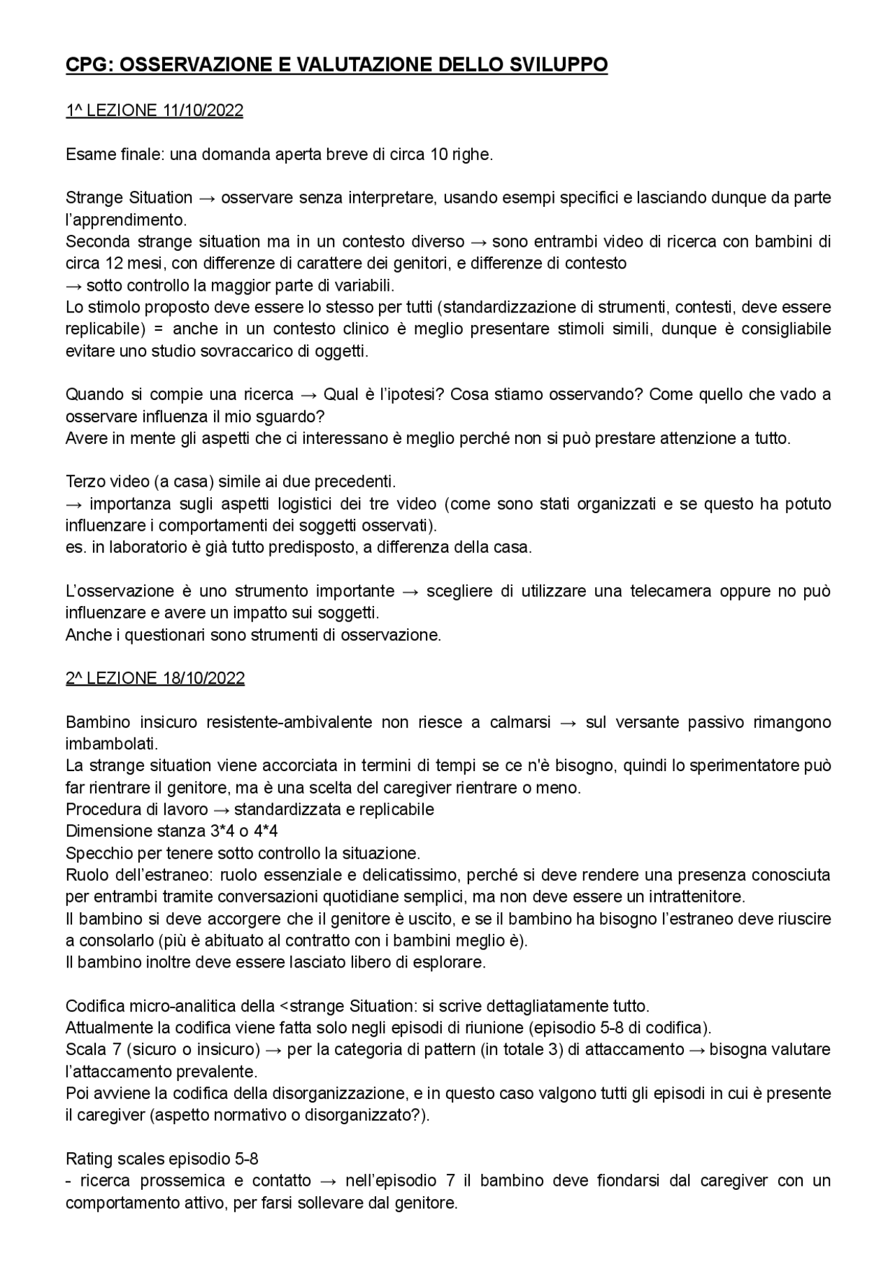 Appunti Cpg Osservazione E Valutazione Dello Sviluppo Appunti Di