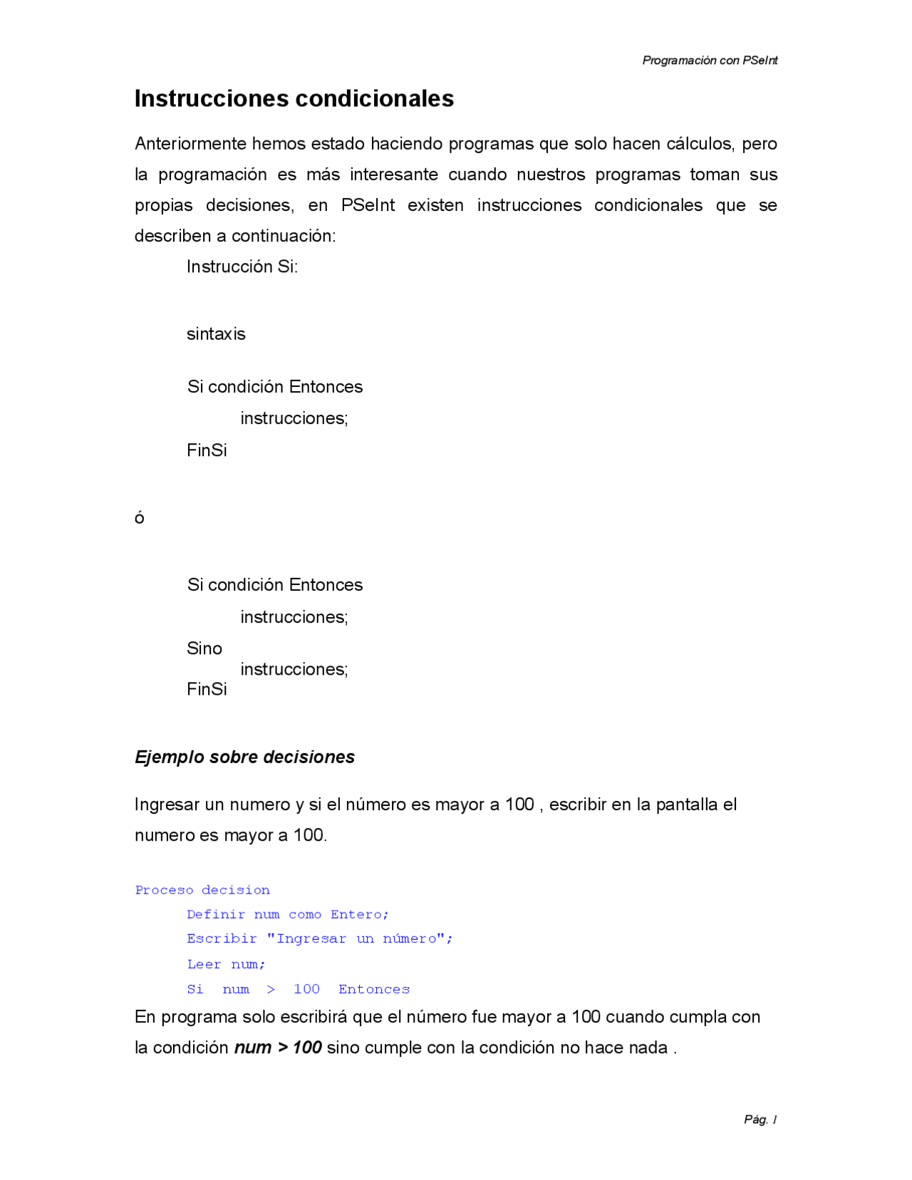 Manual y Ejercicios 03 de PSeInt | Guías, Proyectos, Investigaciones de Informática | Docsity