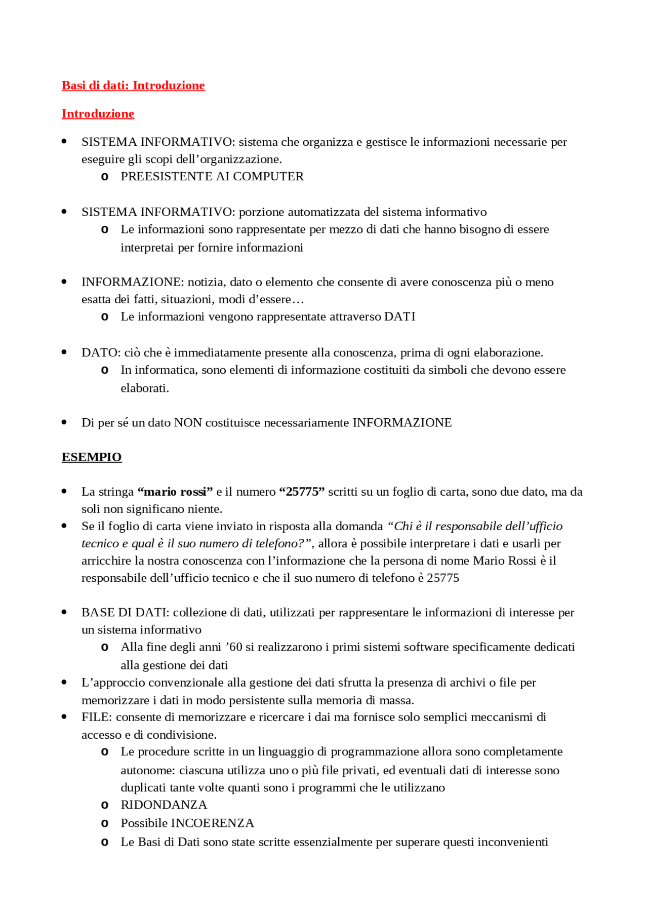 Basi di dati ed esempi con Vantaggi, Svantaggi e modellazione con Tipi di Vincoli | Dispense di ...