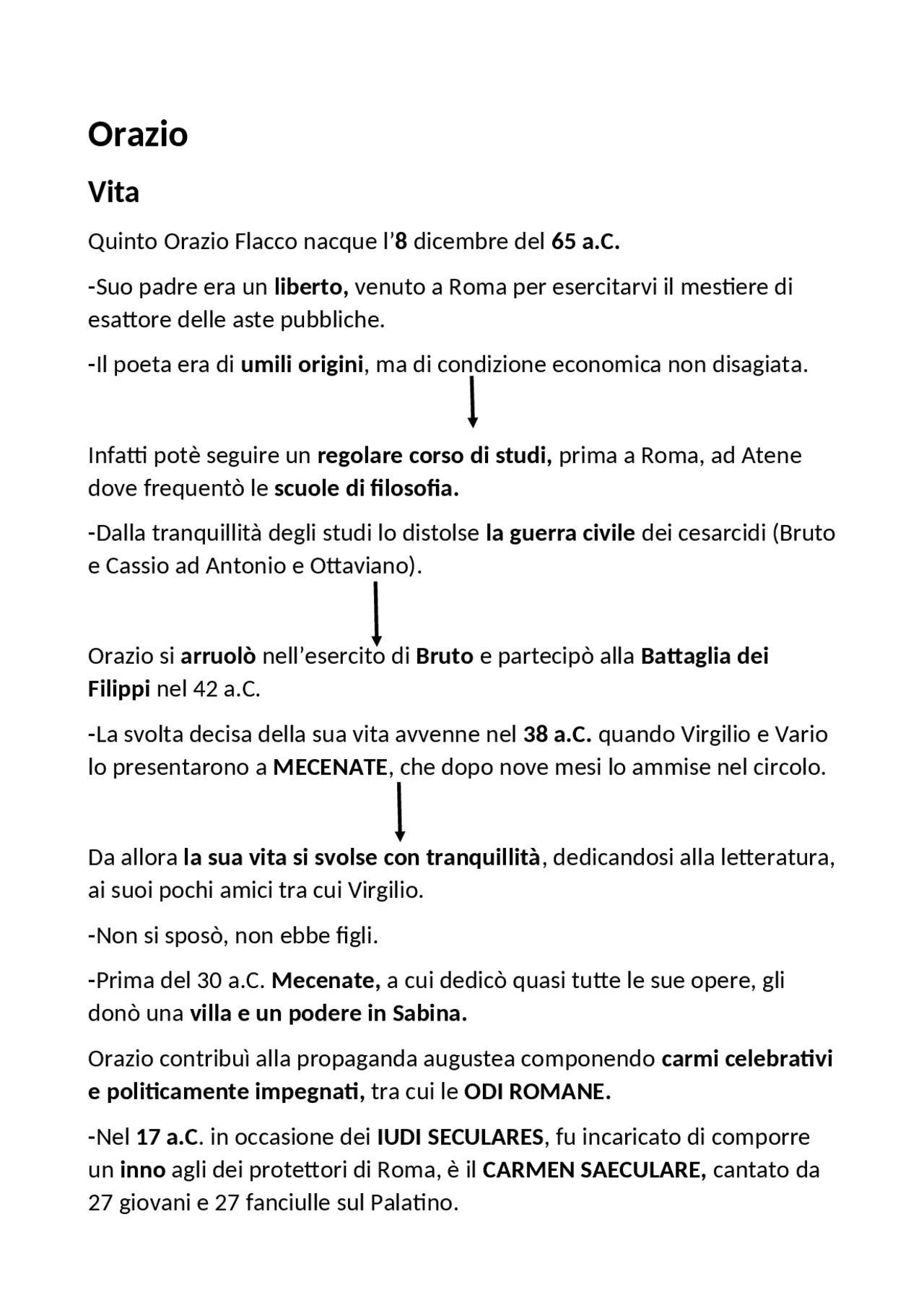 La vita di Orazio.. schema sintetico | Schemi e mappe concettuali di ...