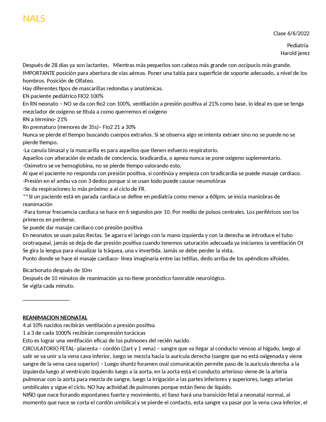 NALS EN PEDIATRIA 2022 | Resúmenes de Pediatría | Docsity