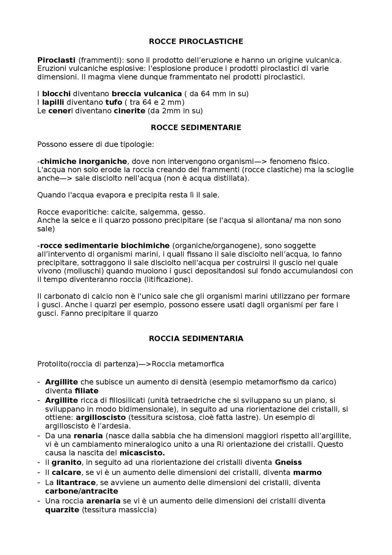 Scienze, geologia, le rocce | Appunti di Scienze della Terra | Docsity