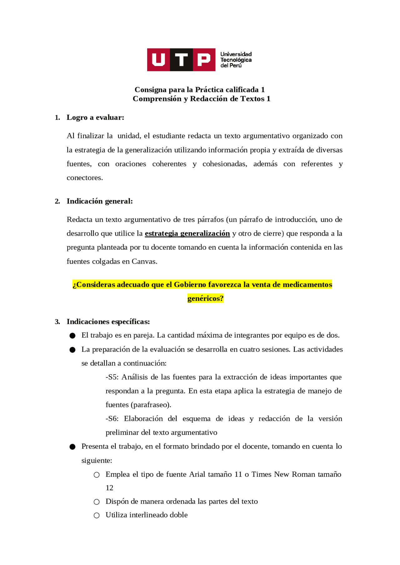 Practica Calificada Redaccion 1 Exámenes De Redacción De