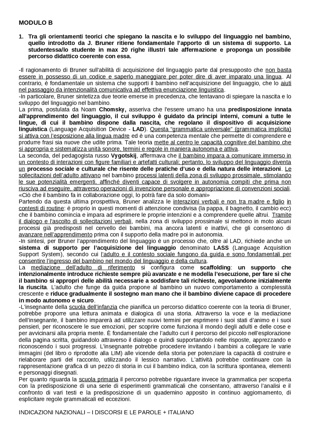 Risposte modulo B - Alfabetizzazione emergente + riassunto libri | Prove d'esame di Linguistica ...