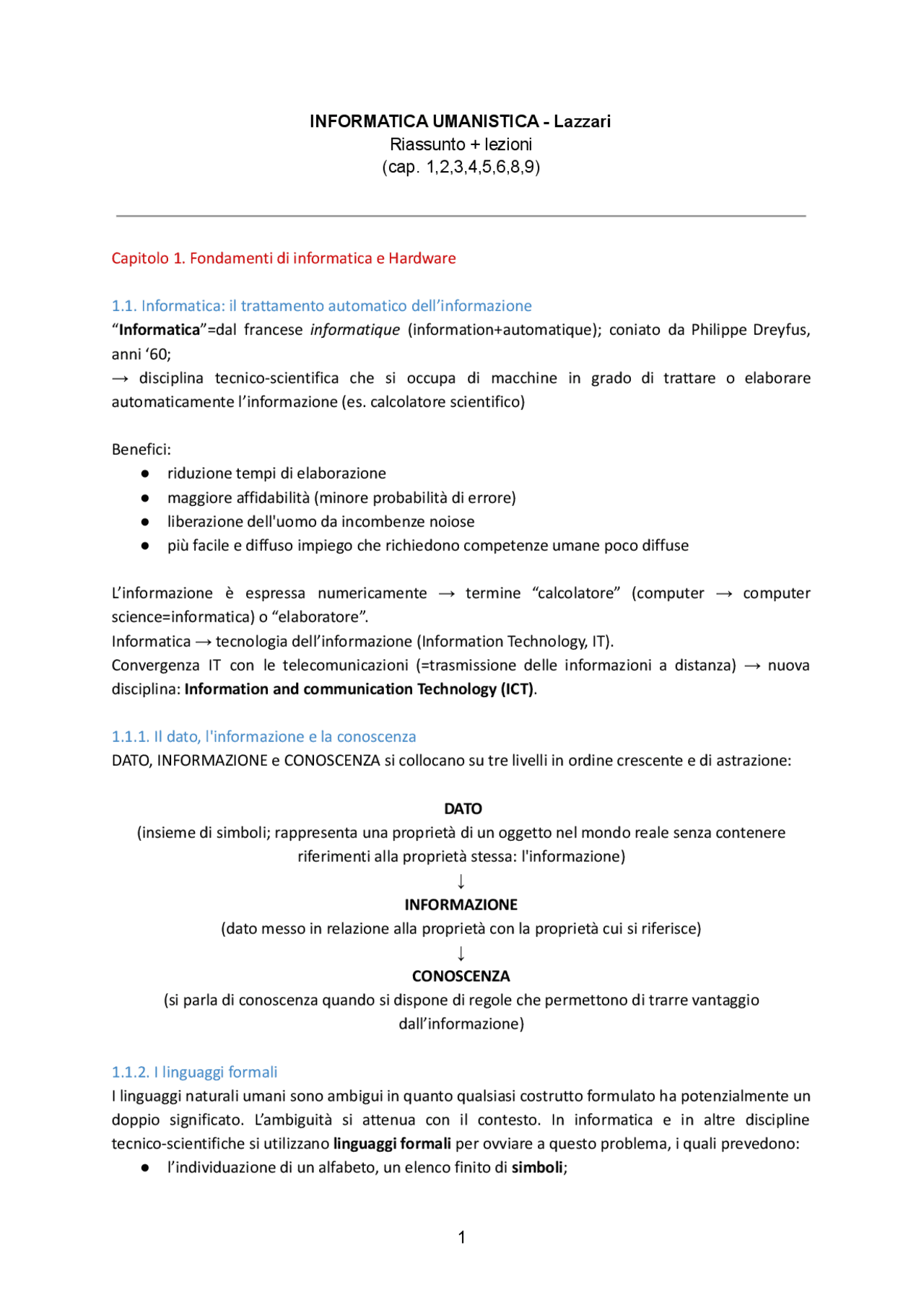 Informatica Umanistica, Lazzari - Libro+appunti lezioni | Appunti di ...