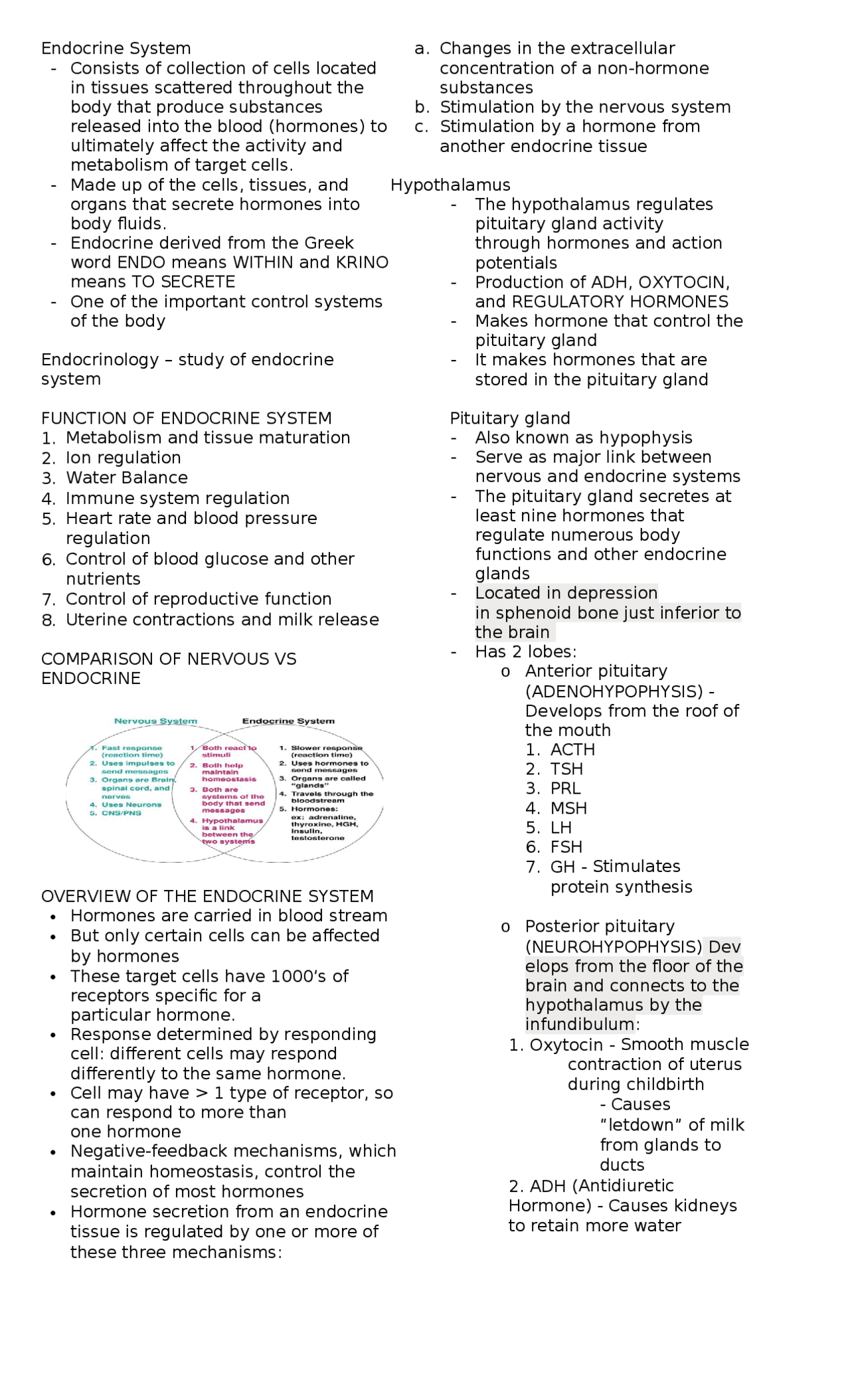 ANAPHY NOTES - ENDOCRINE | Study notes Anatomy | Docsity