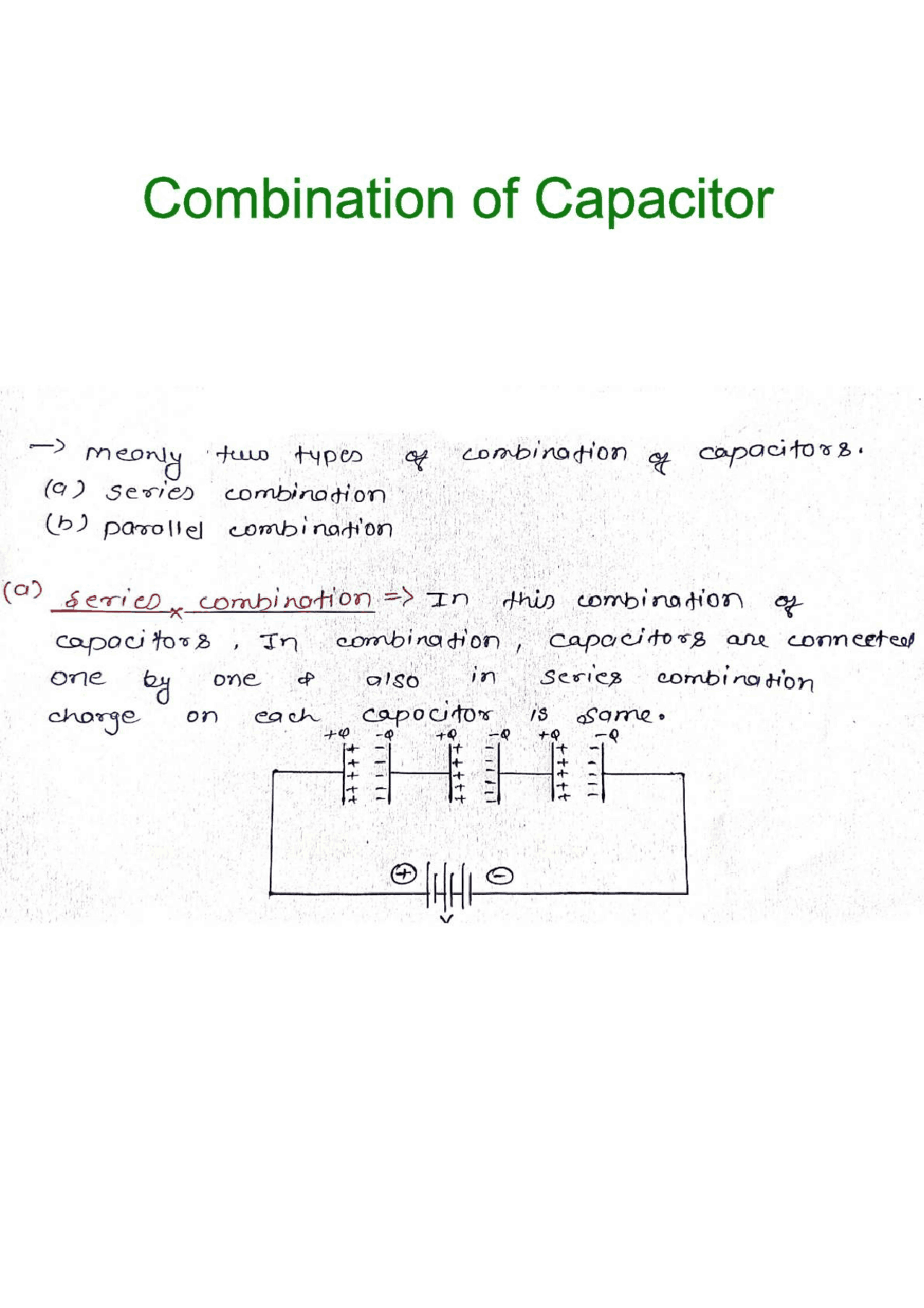 Combination Of Capacitance Lecture Notes Physics Docsity