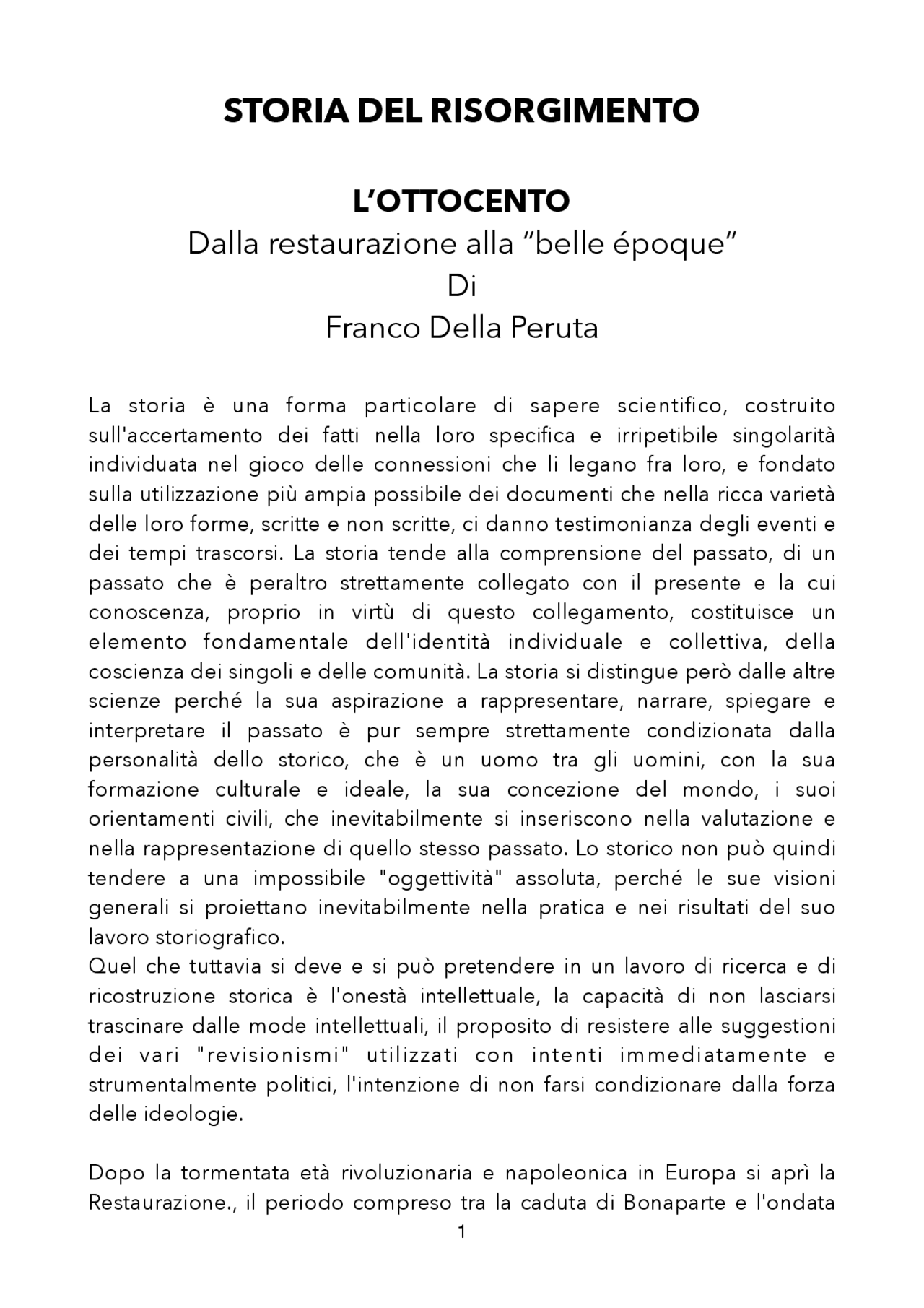 Esame di Storia del Risorgimento | Appunti di Storia | Docsity