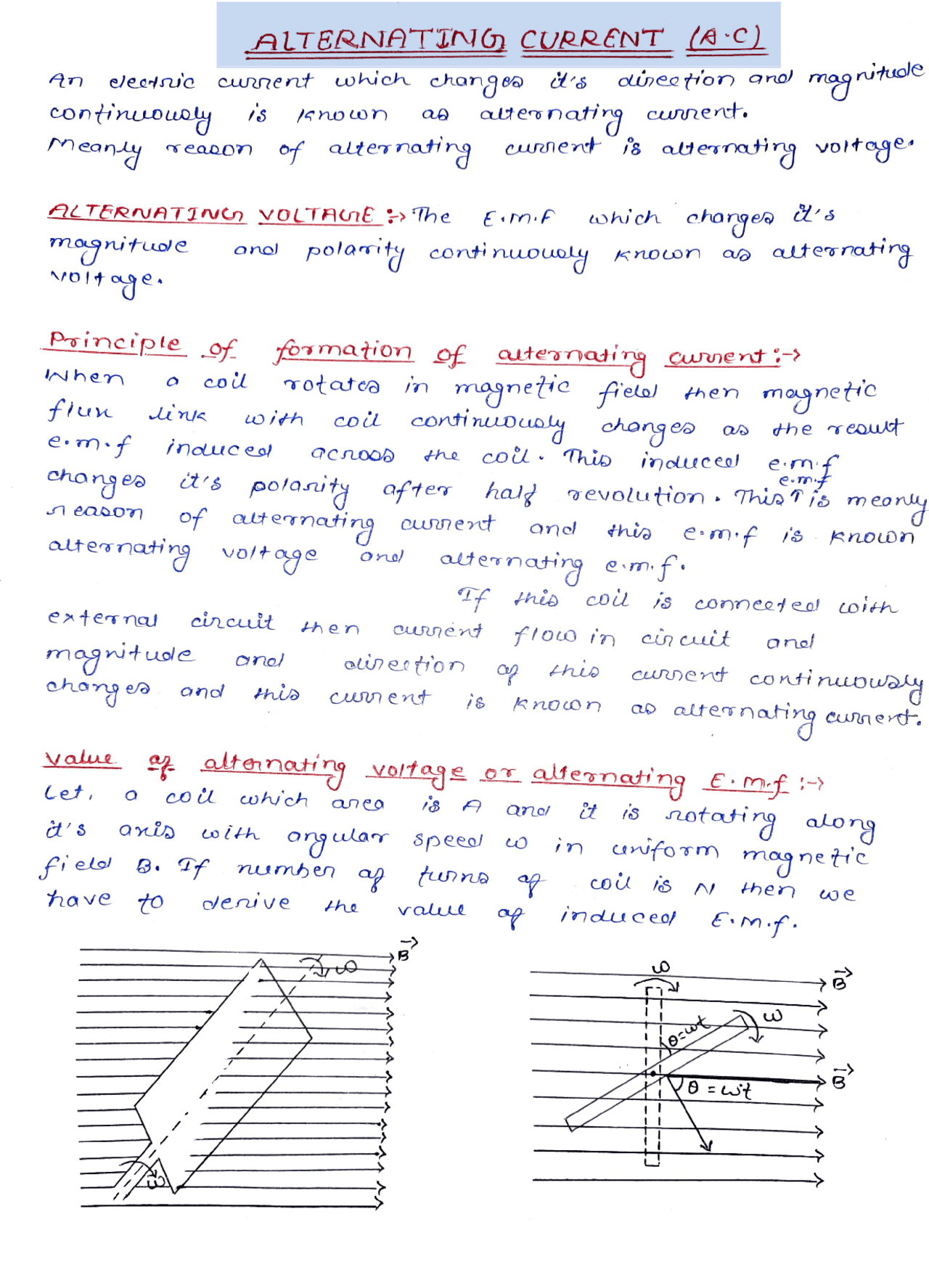 Alternating Current ! AC Current | Study notes Physics | Docsity