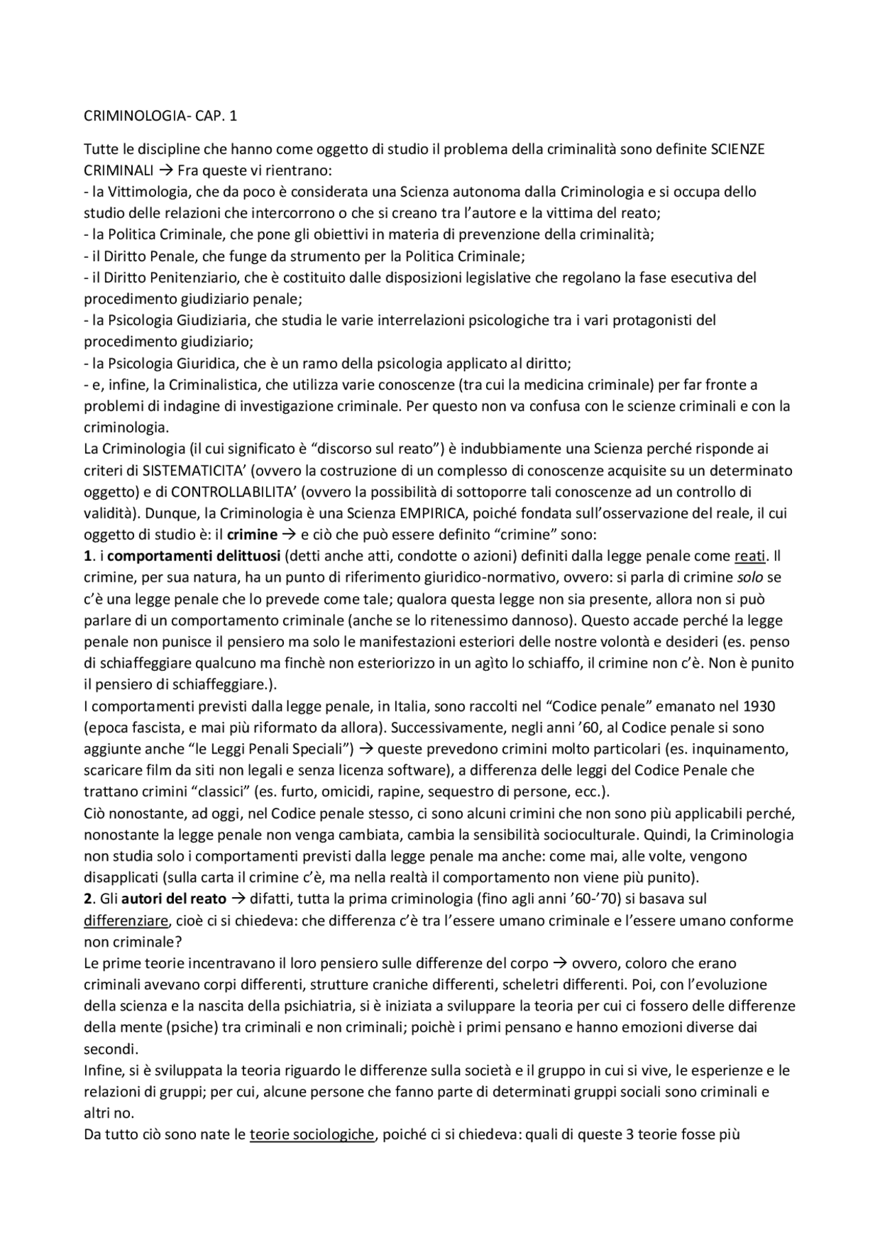 Compendio Di Criminologia Appunti Di Criminologia Docsity