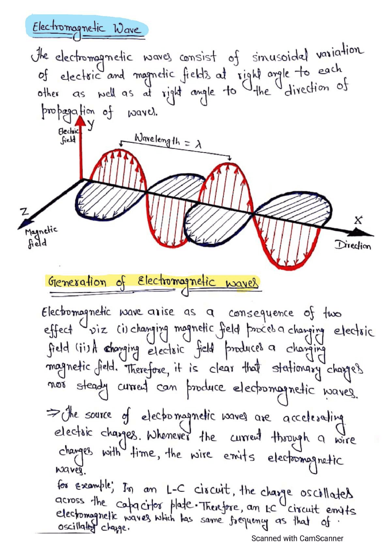 Electromagnetic Wave Lecture Notes Physics Docsity