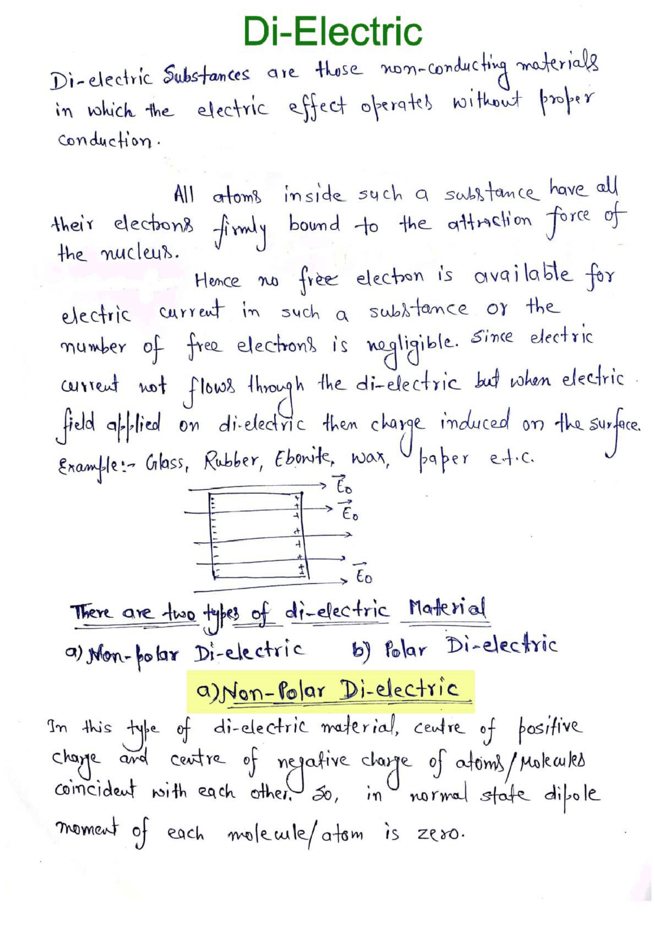Dielectric In Physics Lecture Notes Physics Docsity